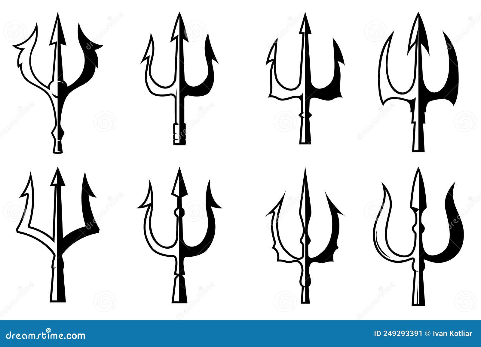 Set of the Trident Illustrations. Design Element for Logo, Label, Sign ...