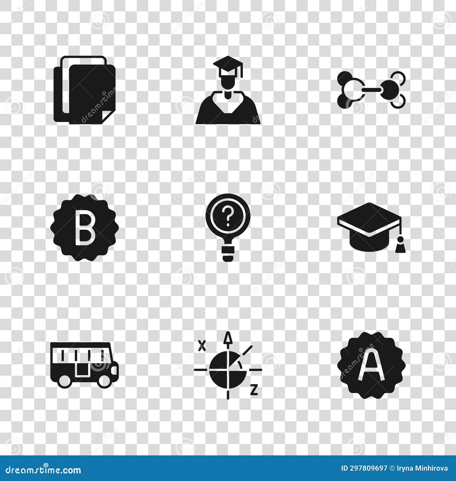 Set Trigonometric Circle, Graduation Cap, Exam Sheet with a Plus Grade ...