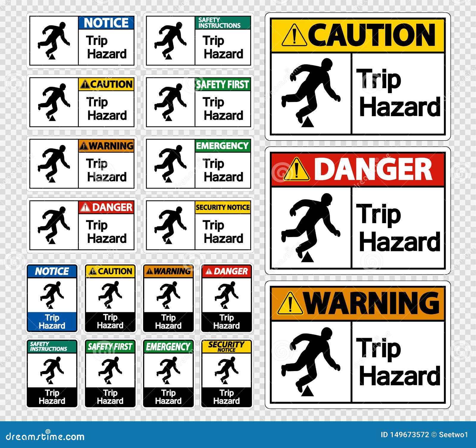 Set Trip Hazard Symbol Sign on Transparent Background Stock Vector ...