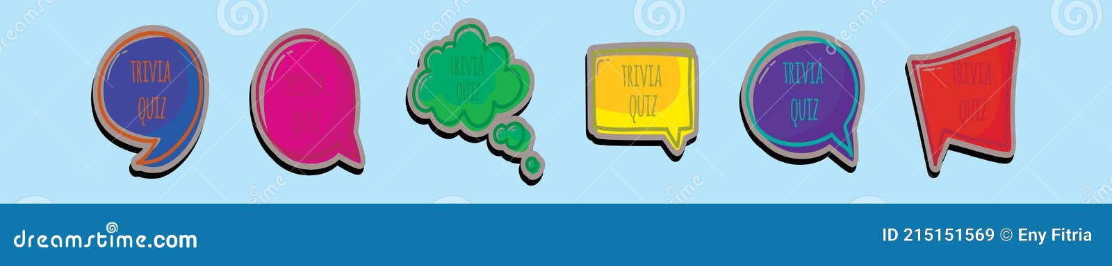 Set of Trivia Cartoon Icon Design Template with Various Models. Vector ...