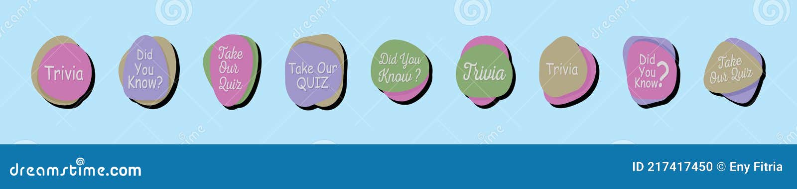 Set of Trivia Cartoon Icon Design Template with Various Models. Vector ...