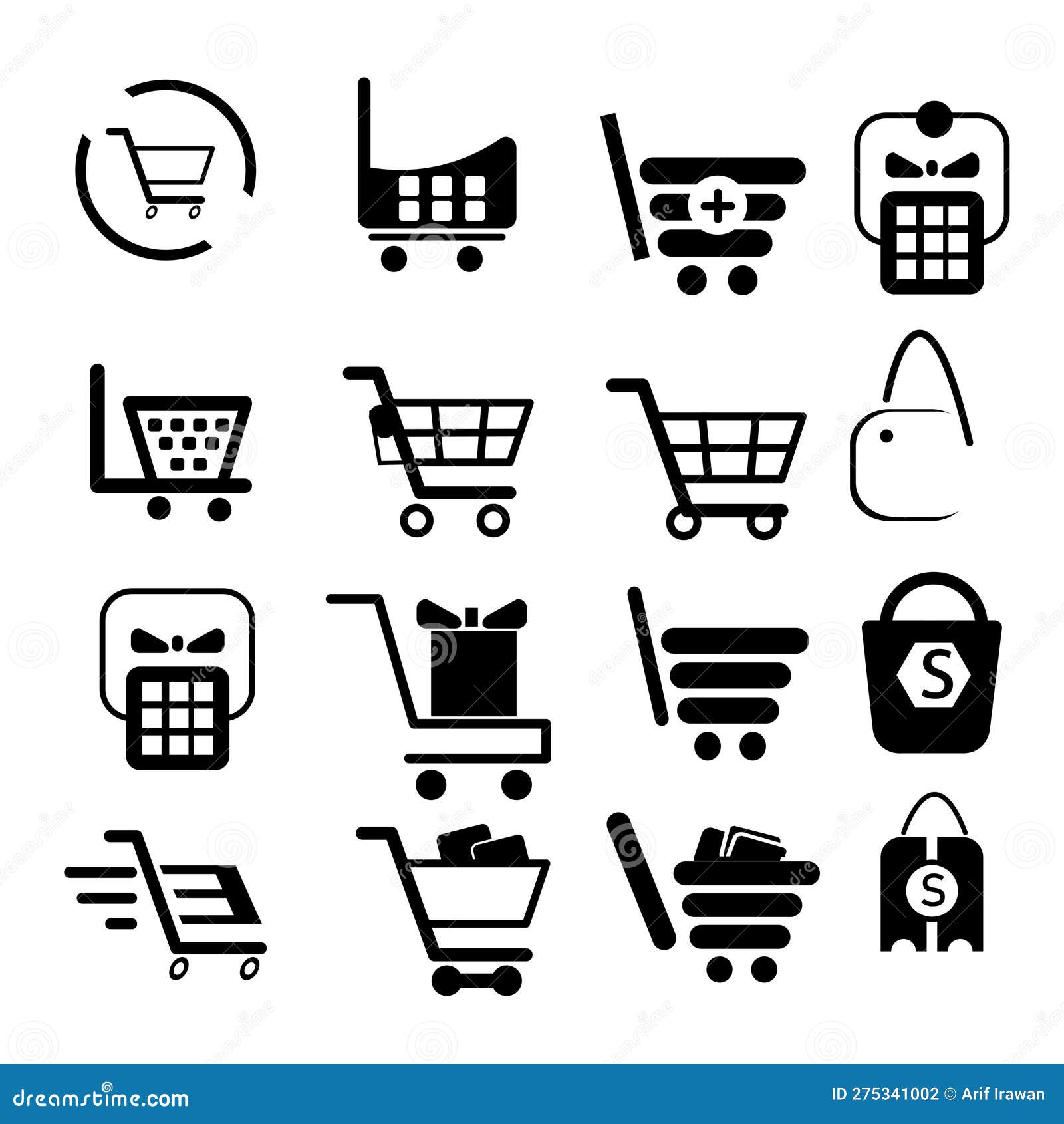 SET of TROLLEY SHOP THIN LINE VECTOR SILHOUETTE Stock Vector ...