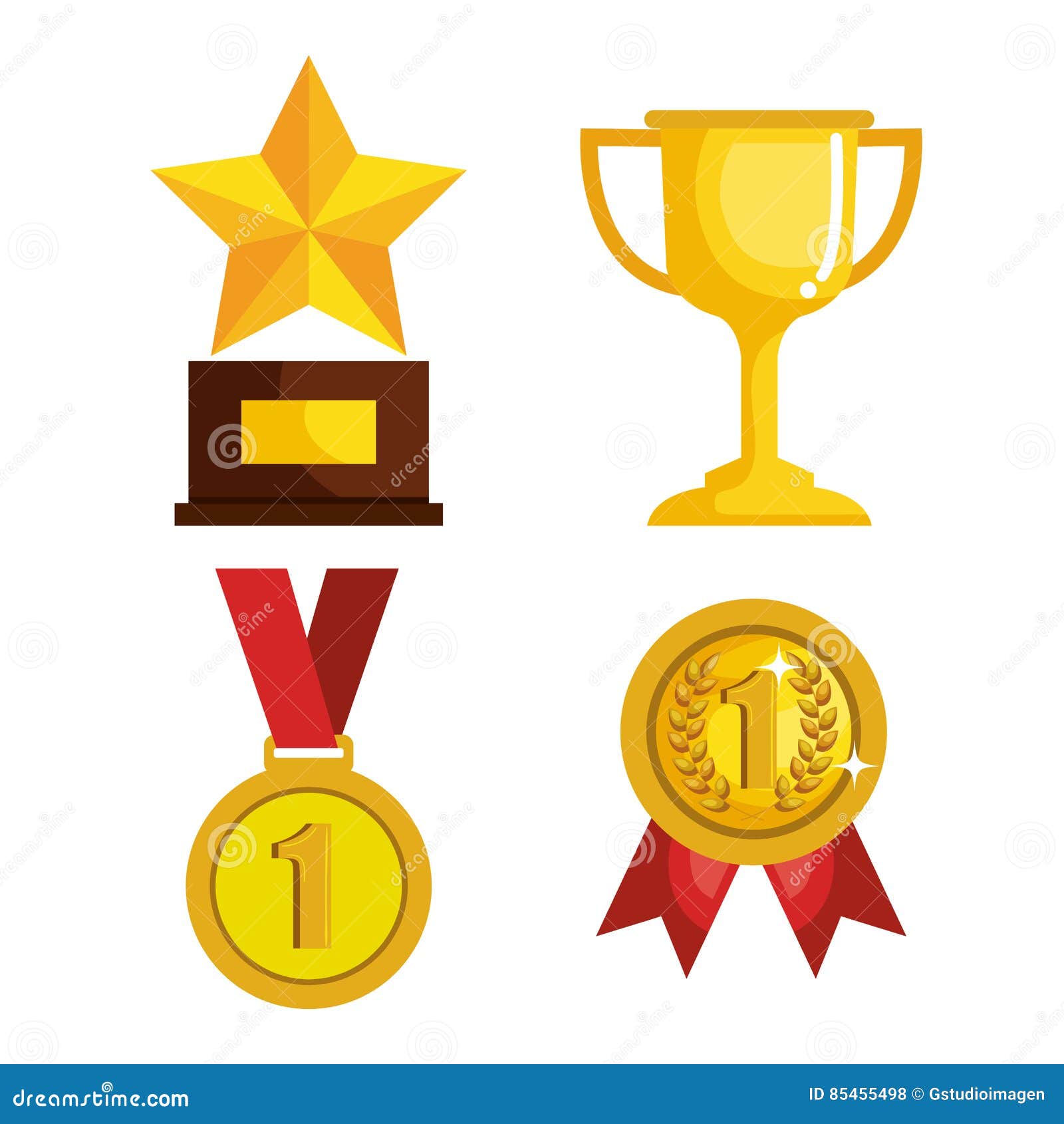 Set Trophies Competition Awards Stock Vector - Illustration of contest ...