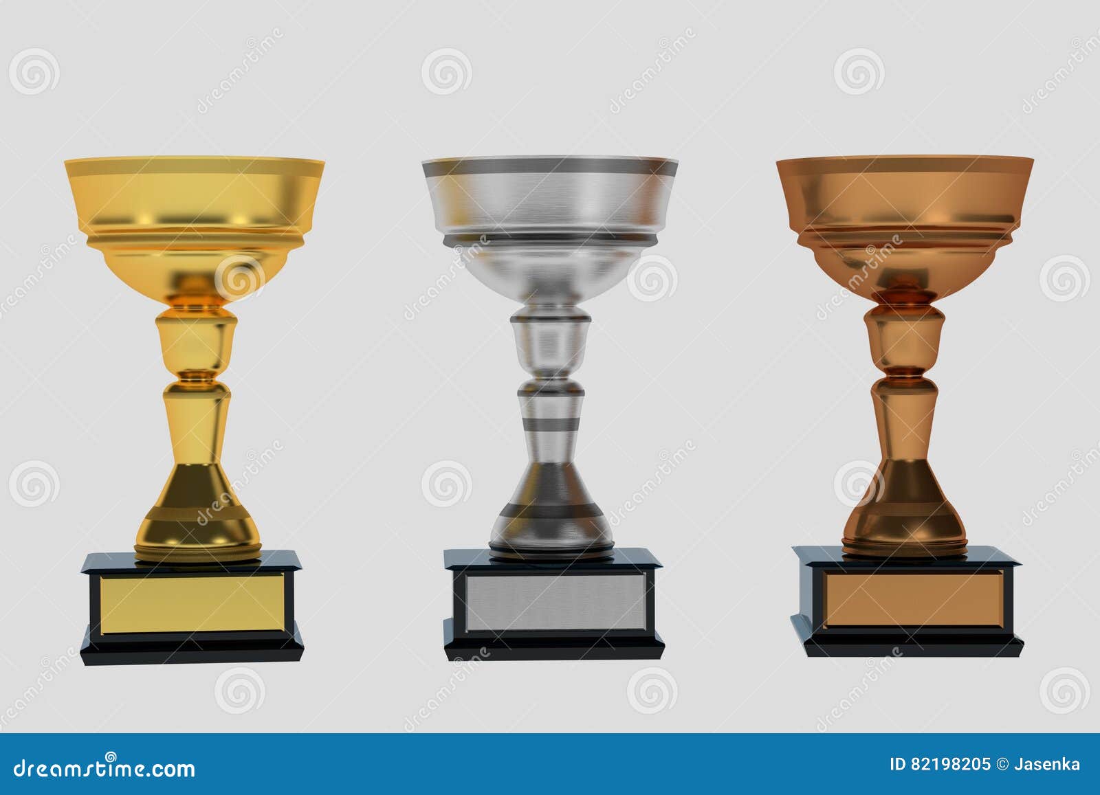 Set of trophies on white stock illustration. Illustration of gleam ...