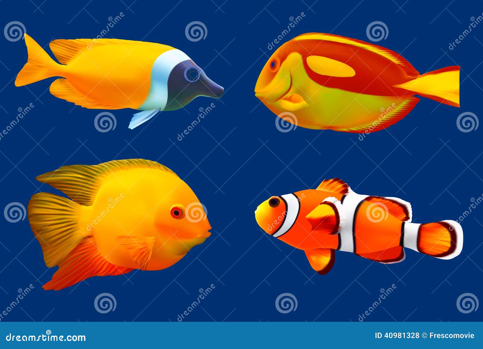 Set of tropical fish. stock vector. Illustration of tropical - 40981328