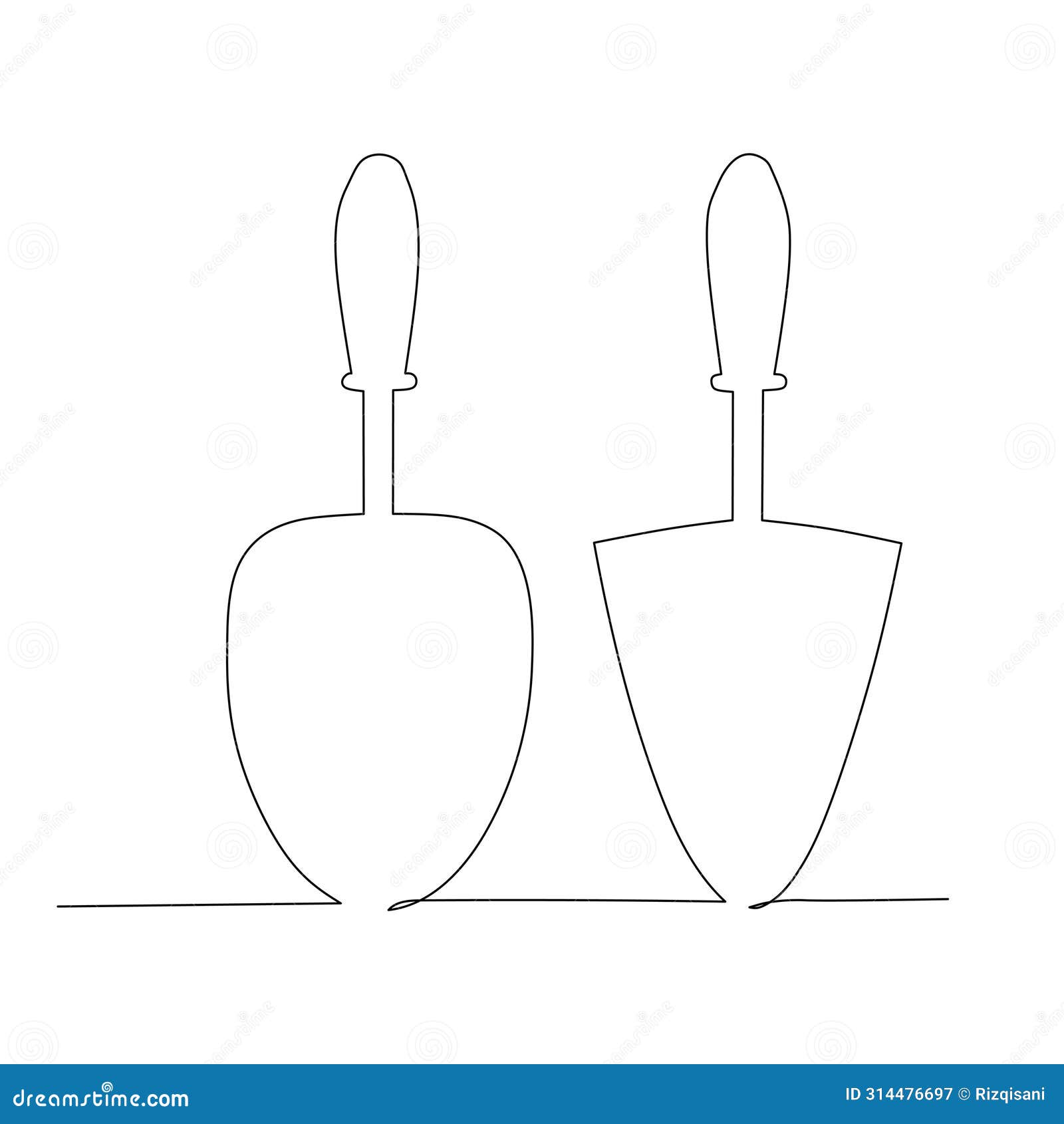 Set of Trowel Hand Drawn Style Flat Design Illustration. Vector for ...