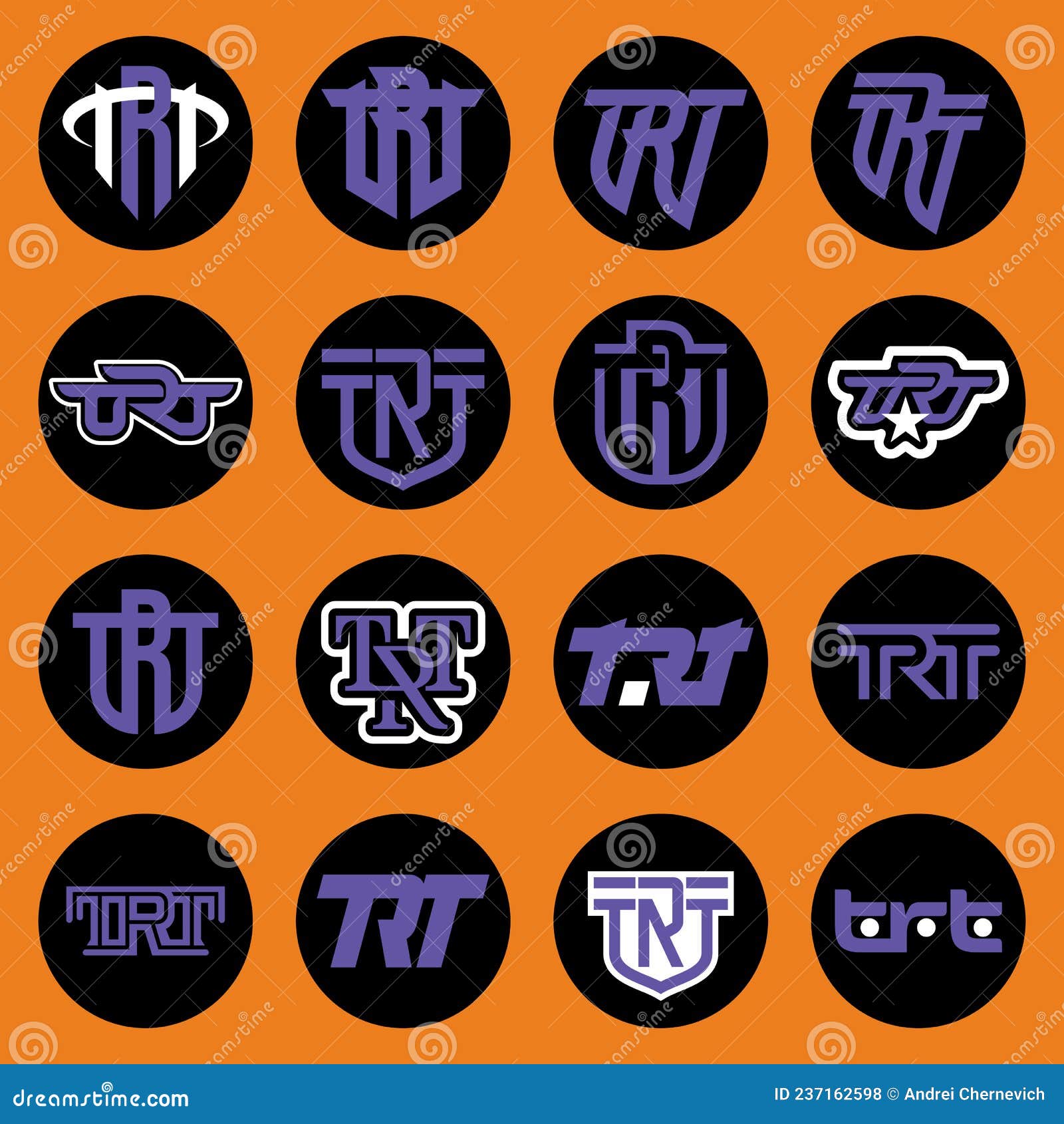 Set of TRT Monogram Logo Design Vector Illustration. Stock Vector ...