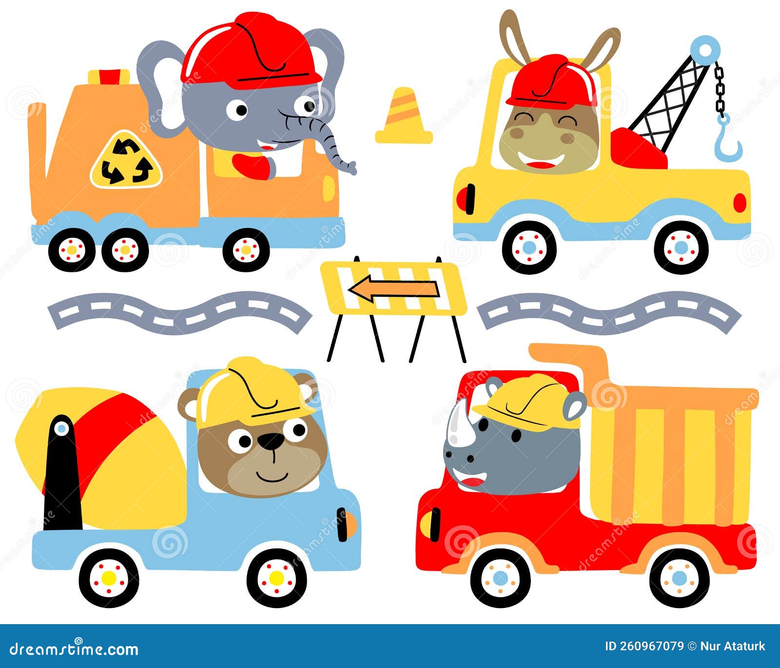 Animals Driver, Lion Drive A Car, Vector Cartoon Illustration ...