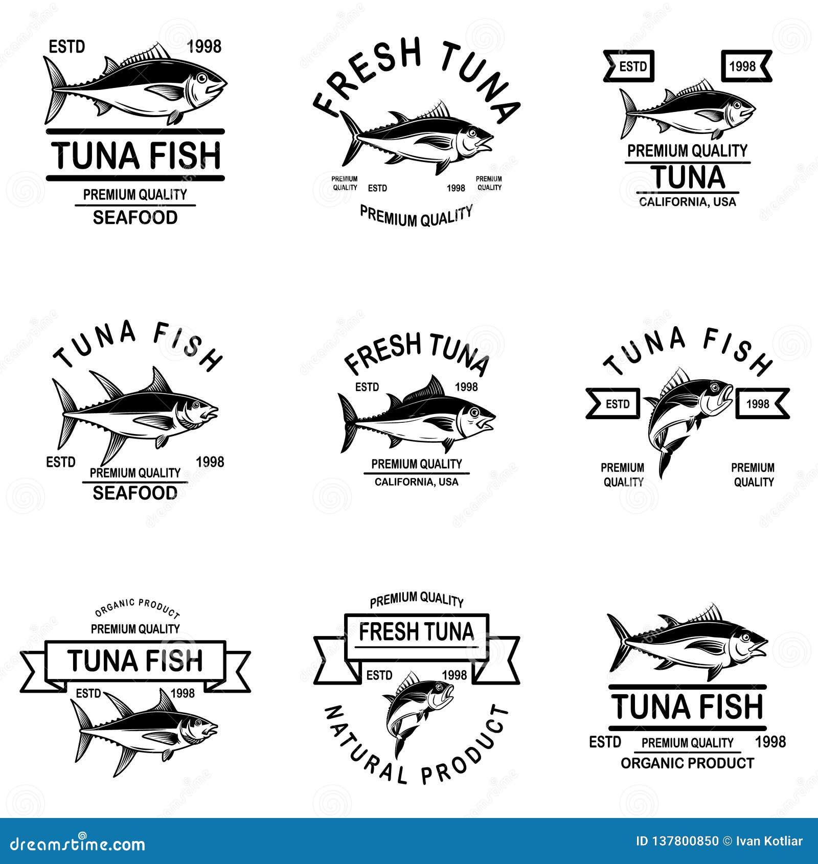 Fish Labels Set. Abstract Vector Packaging Design Layouts Collection ...