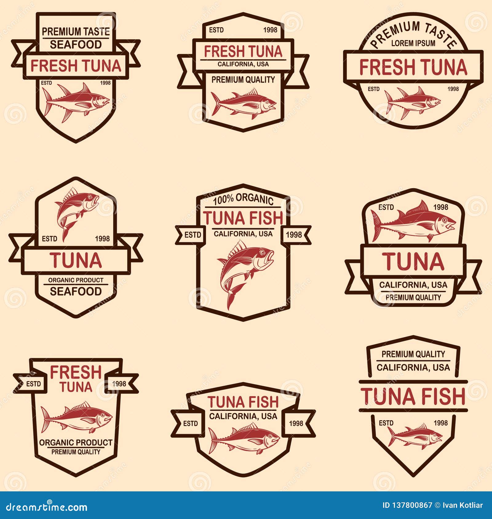 Fish Labels Set. Abstract Vector Packaging Design Layouts Collection ...