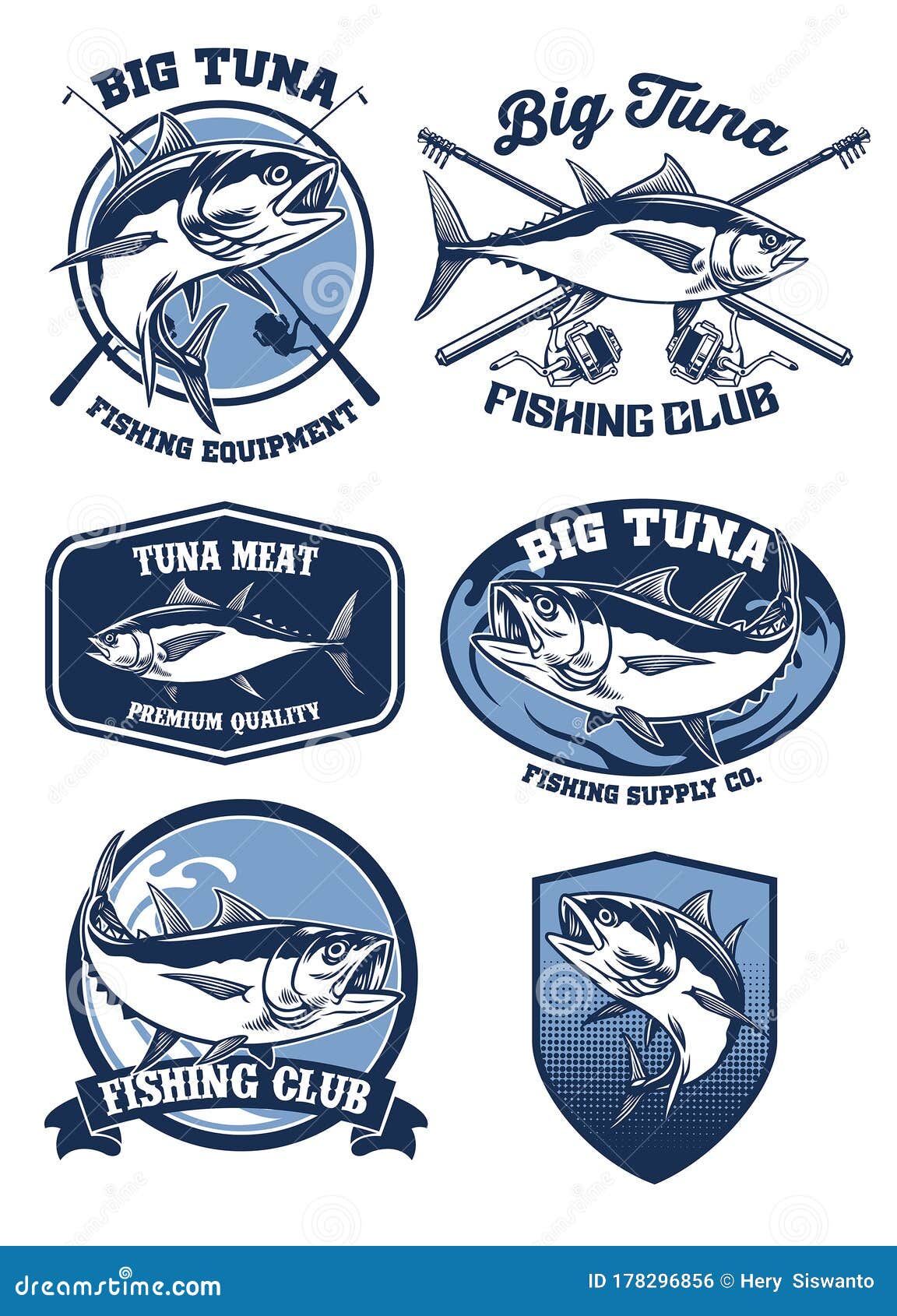 Tuna Fishing. Yellowfin Tuna And Fishing Rod. Design Element For Logo ...