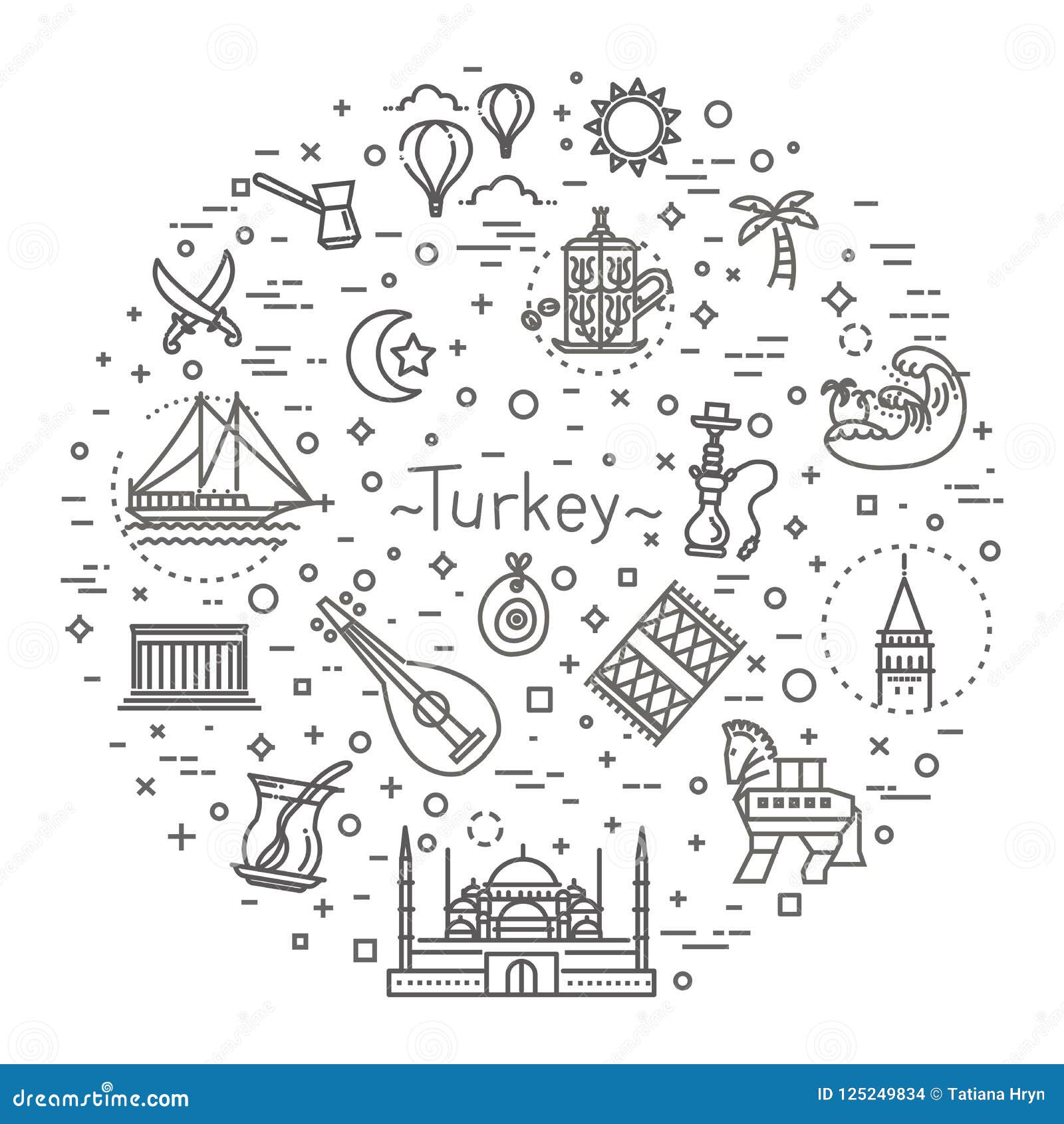 Thin Vector Turkey Symbol Icon Set Stock Vector - Illustration of ...
