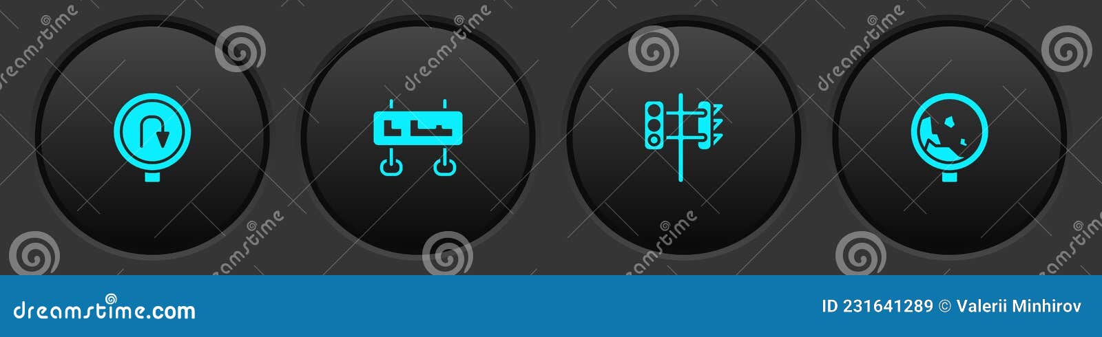 Set Turn Back Road Sign, Road Traffic, Traffic Light and Warning ...