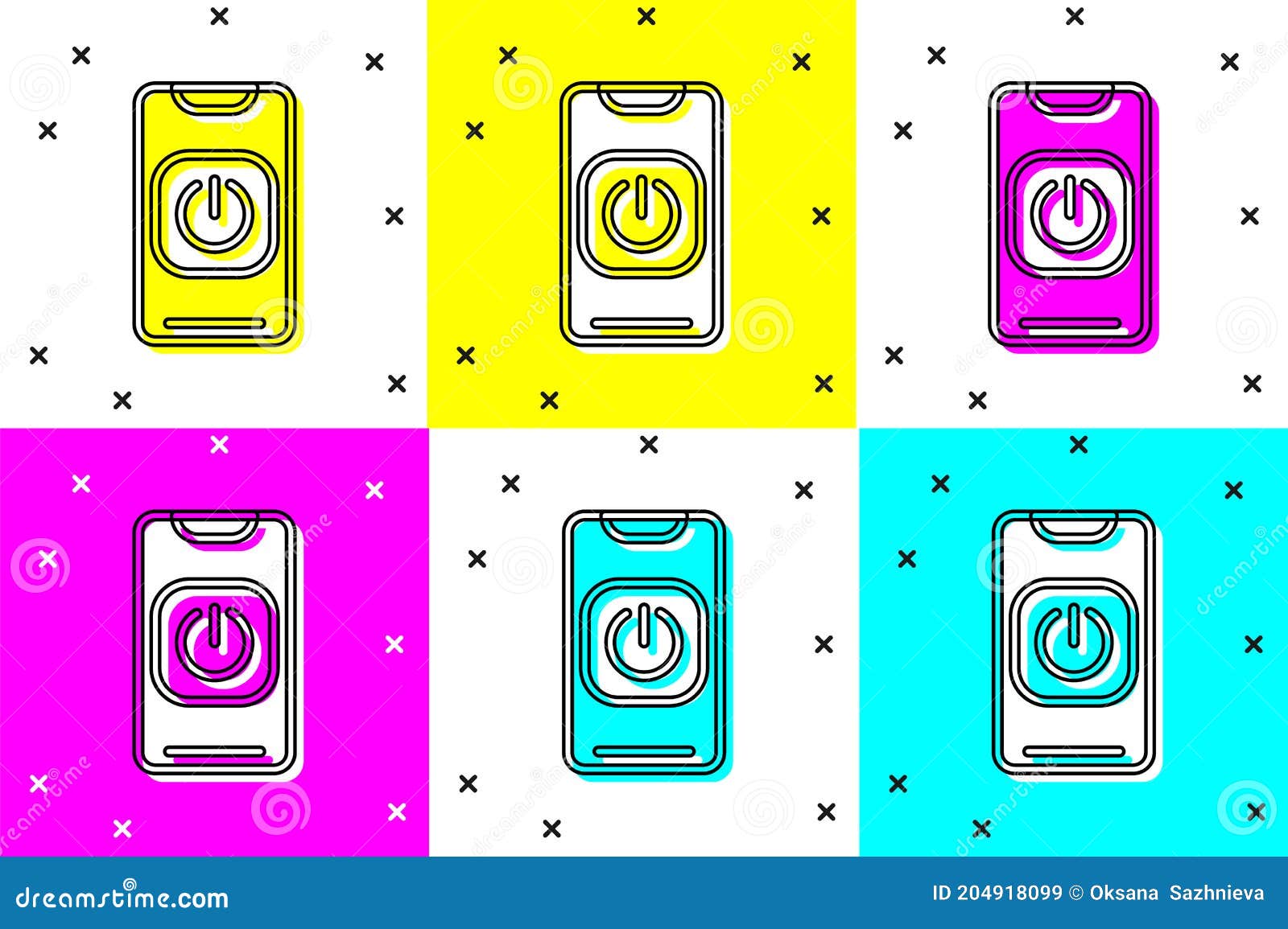 Set Turn Off Robot from Phone Icon Isolated on Color Background. Vector ...