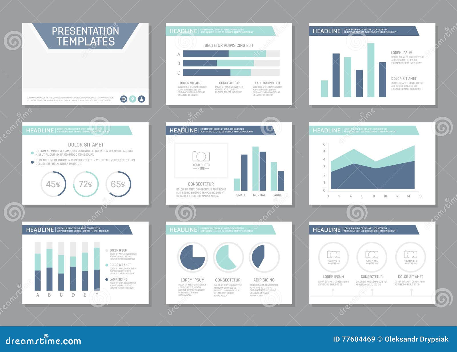 Set of Turquoise and Blue Template for Multipurpose Presentation Slides ...