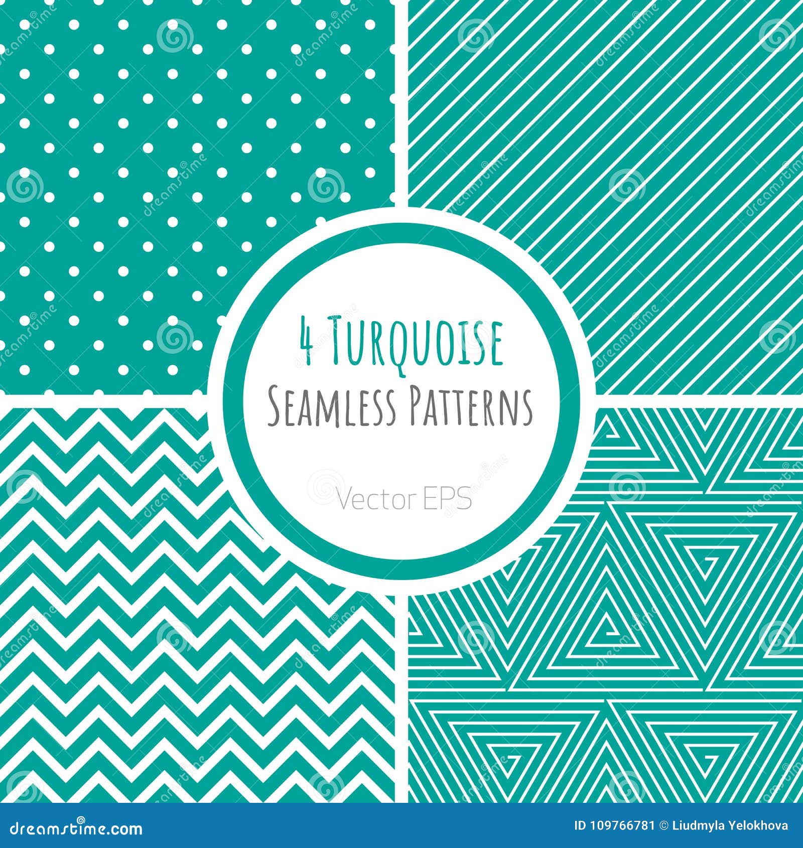 Set of Turquoise Geometrical Seamless Patterns Stock Illustration ...