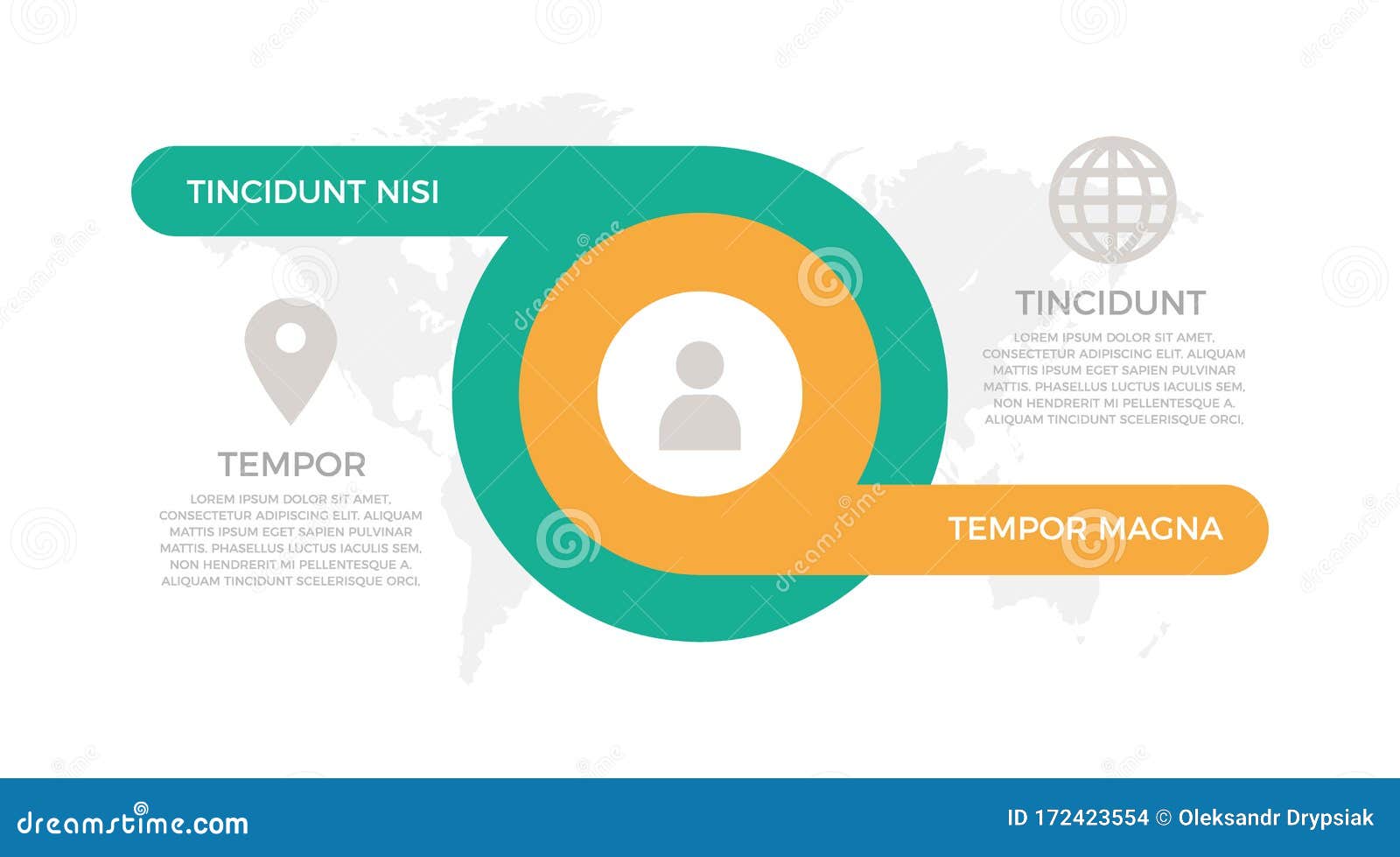 Set of Turquoise, Orange Elements for Infographic with World Map ...