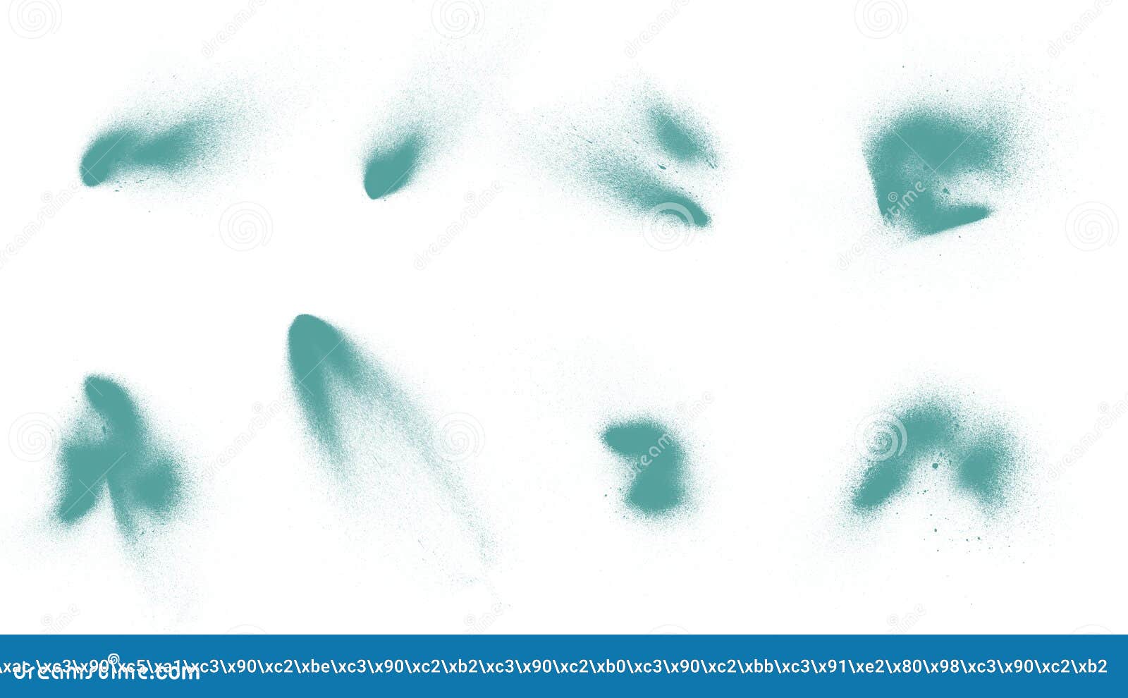 Set of Turquoise Paint Splatter Brushes Stock Photo - Image of paint ...