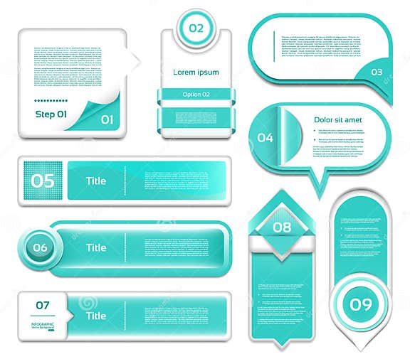 Set of Turquoise Vector Progress, Version, Step Icons. Stock Vector ...