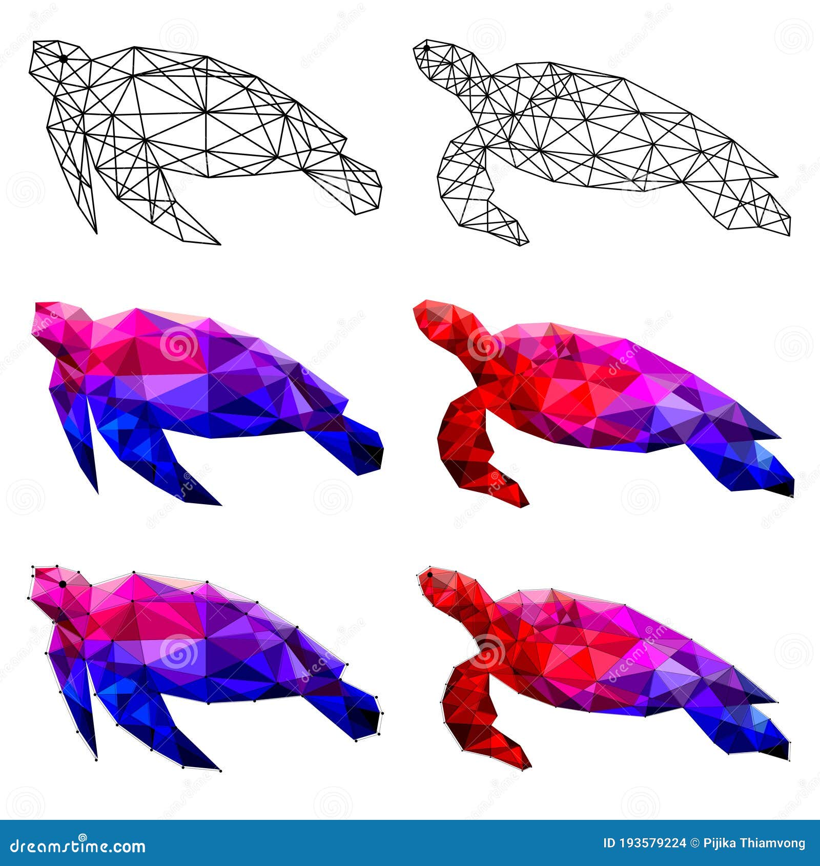 Set of Turtle Polygon Geometric. Stock Vector - Illustration of paper ...