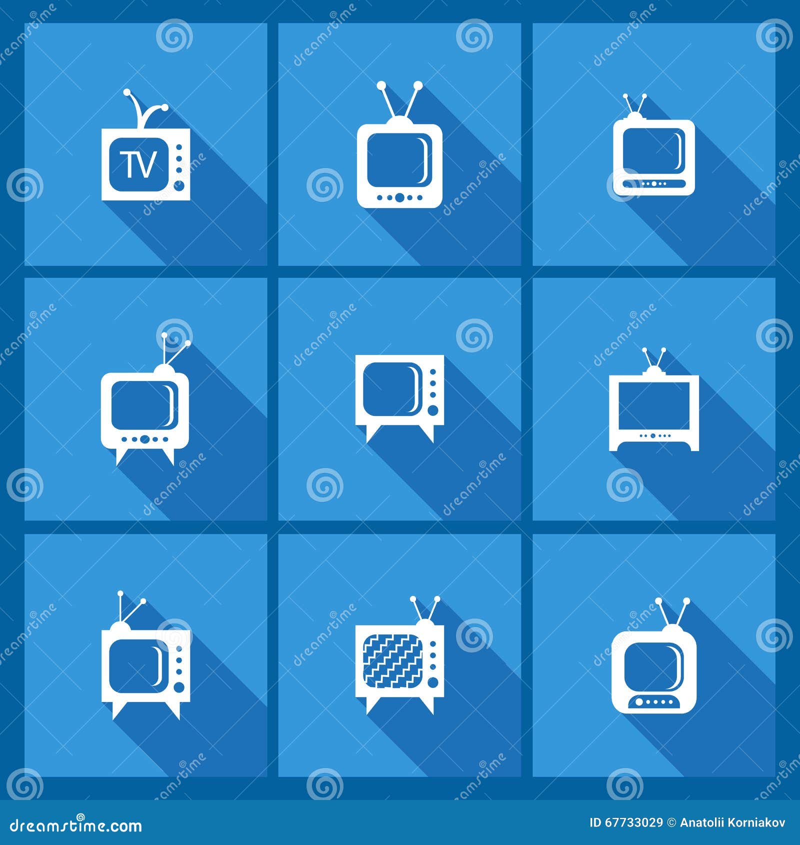 Set with TV icons. stock vector. Illustration of home - 67733029