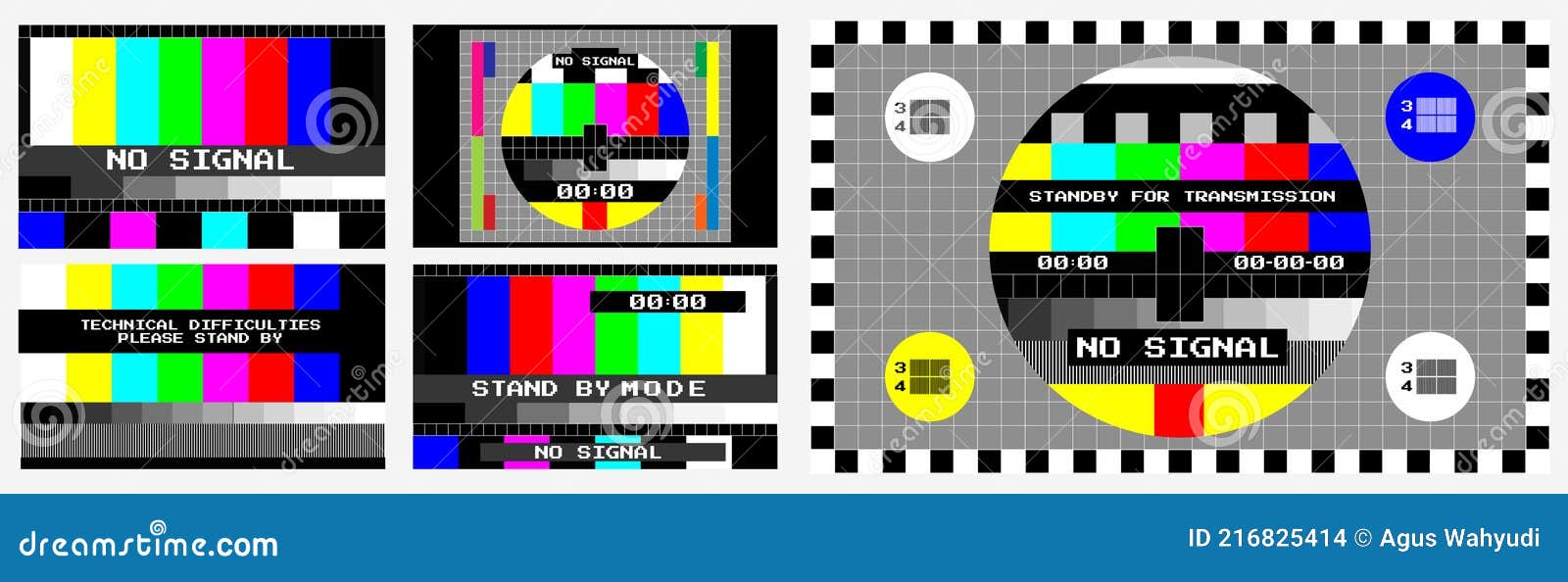 Set Of Tv No Signal Background Or Screen Color Test Television Or ...