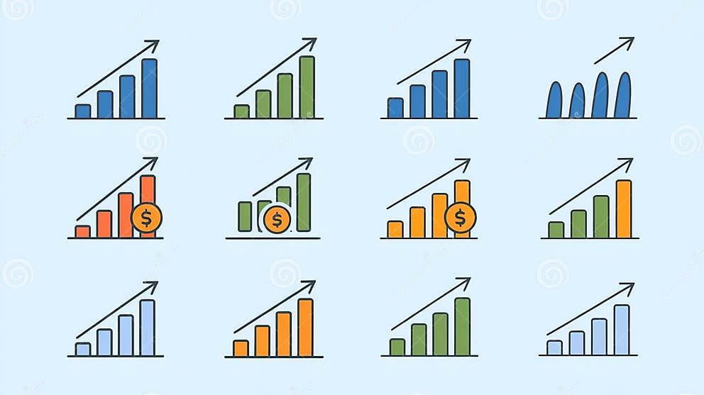 A Set of Twelve Diverse, Brightly Colored, Flat Vector Graphic Stock ...