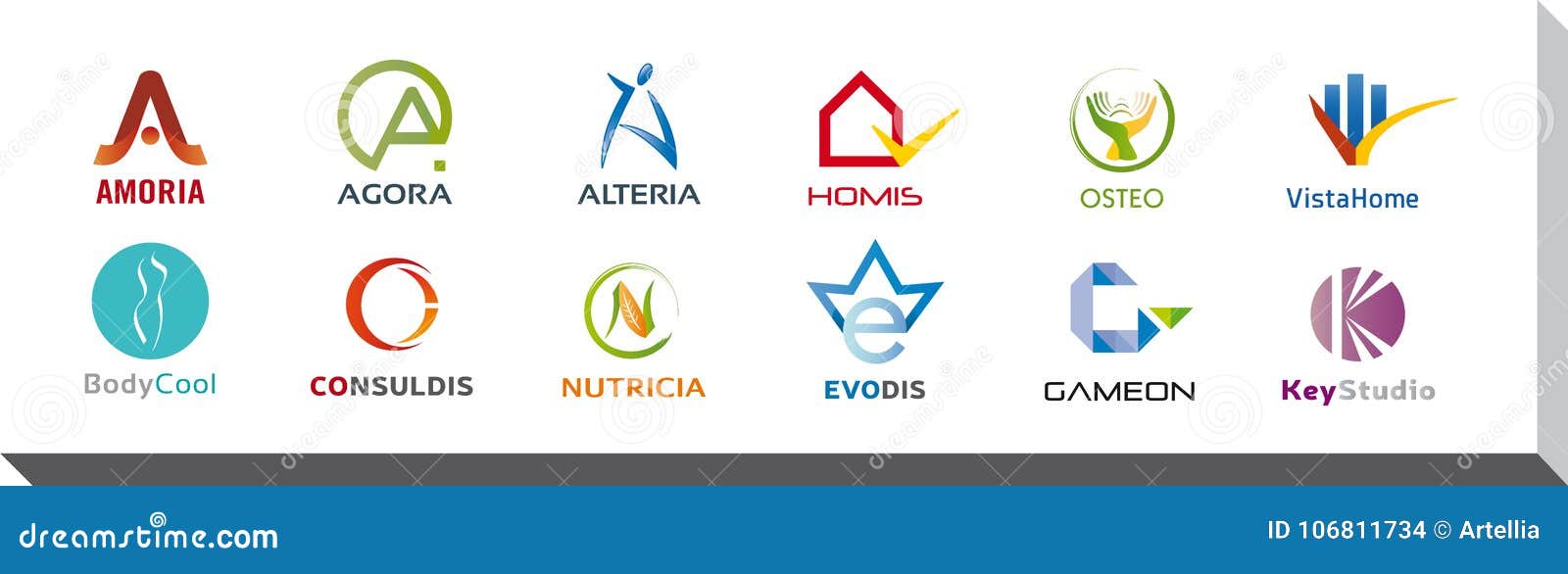 Set of Twelve Icons and Logo Designs - Multiple Colors and Elements ...