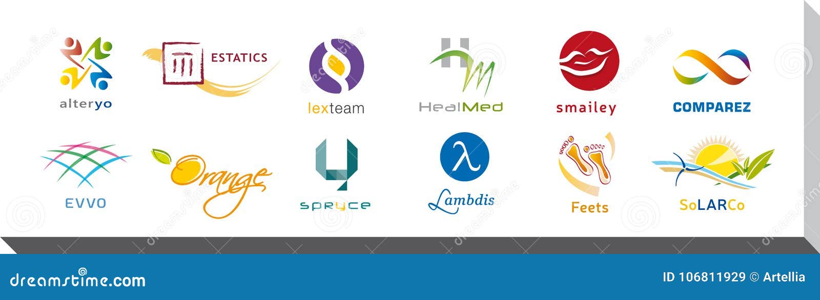 Set of Twelve Icons and Logo Designs - Multiple Colors and Elements ...