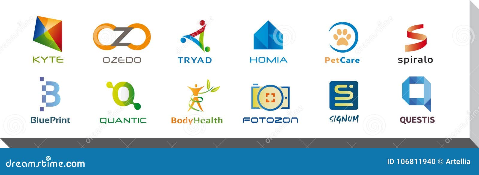 Set of Twelve Icons and Logo Designs - Multiple Colors and Elements ...