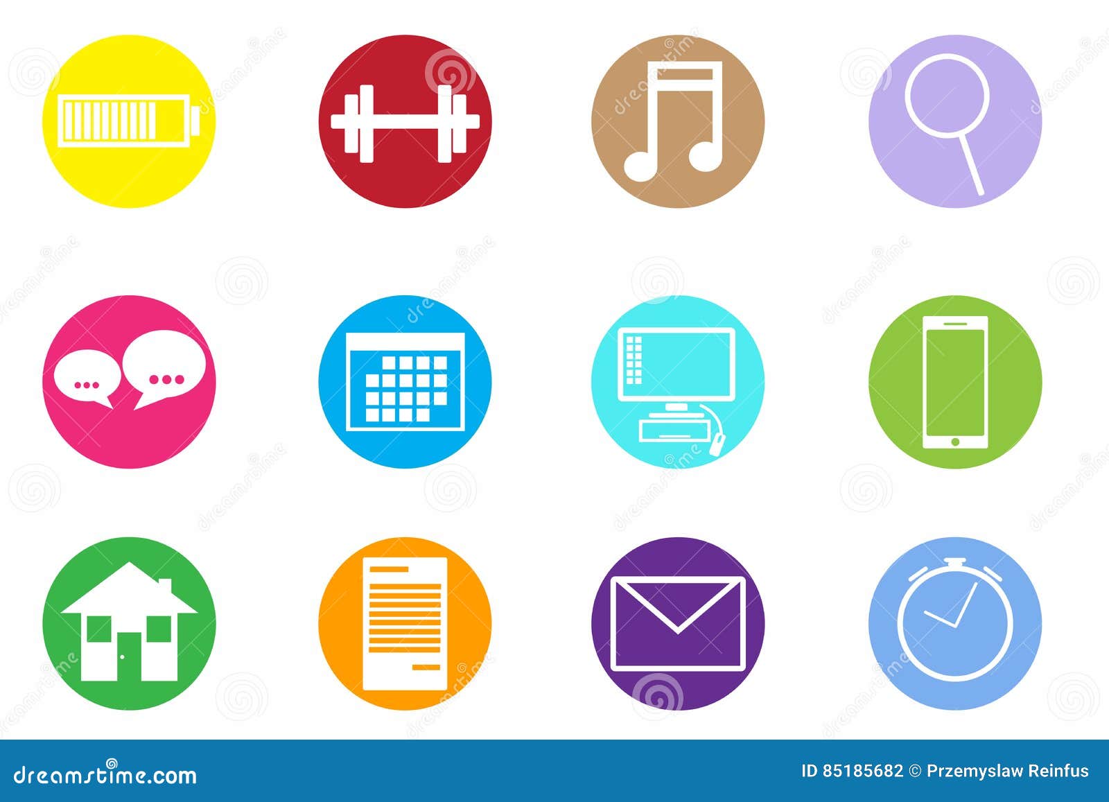 Set Of Twelve Icons And Logo Designs - Multiple Colors And Elements ...