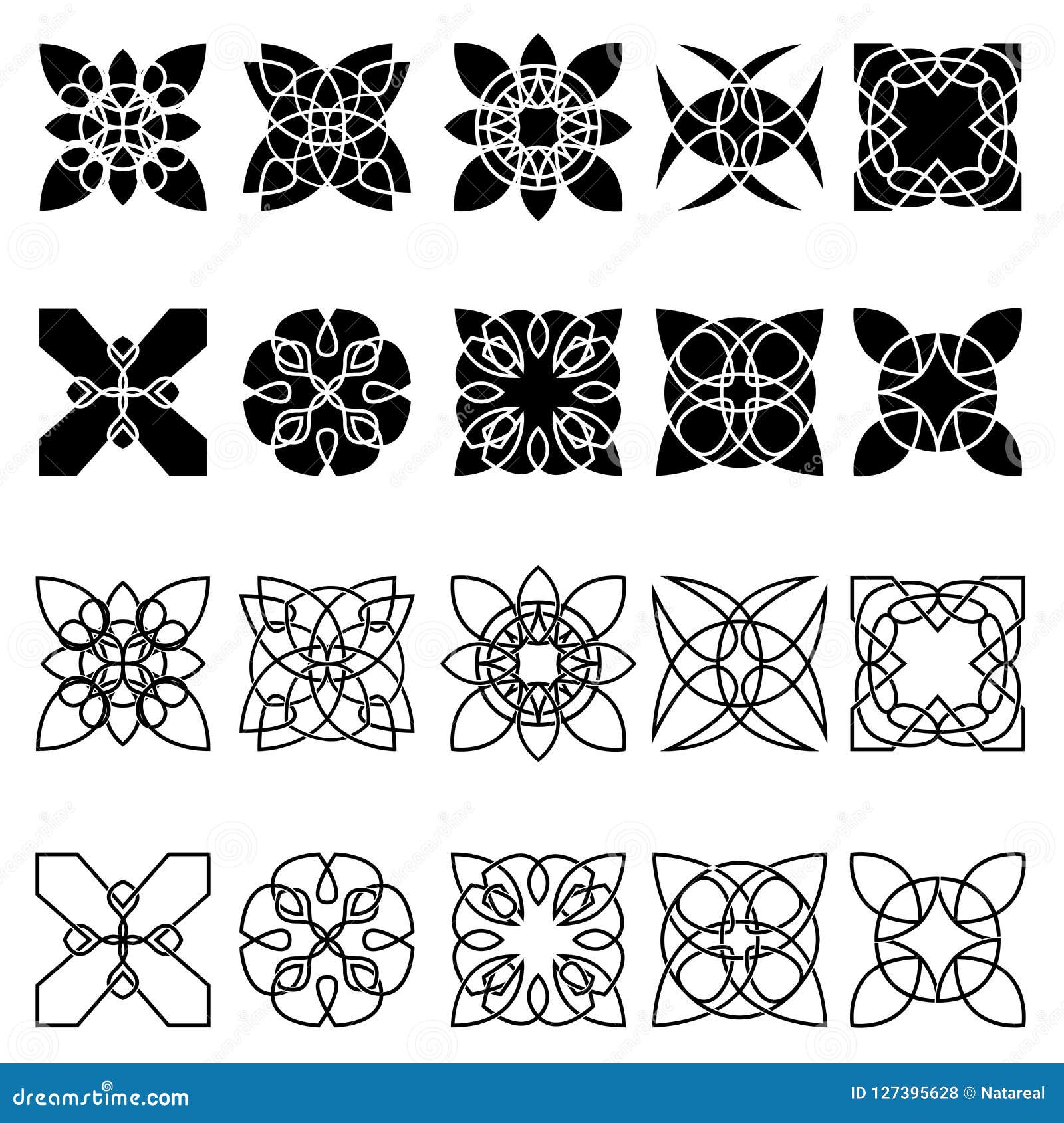 Set of Twenty Black Abstract Shapes Stock Illustration - Illustration ...