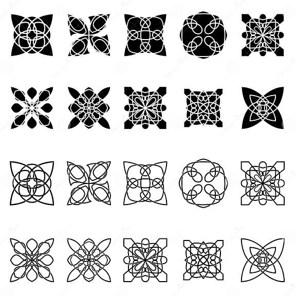 Set of Twenty Pattern Shapes Stock Illustration - Illustration of ...