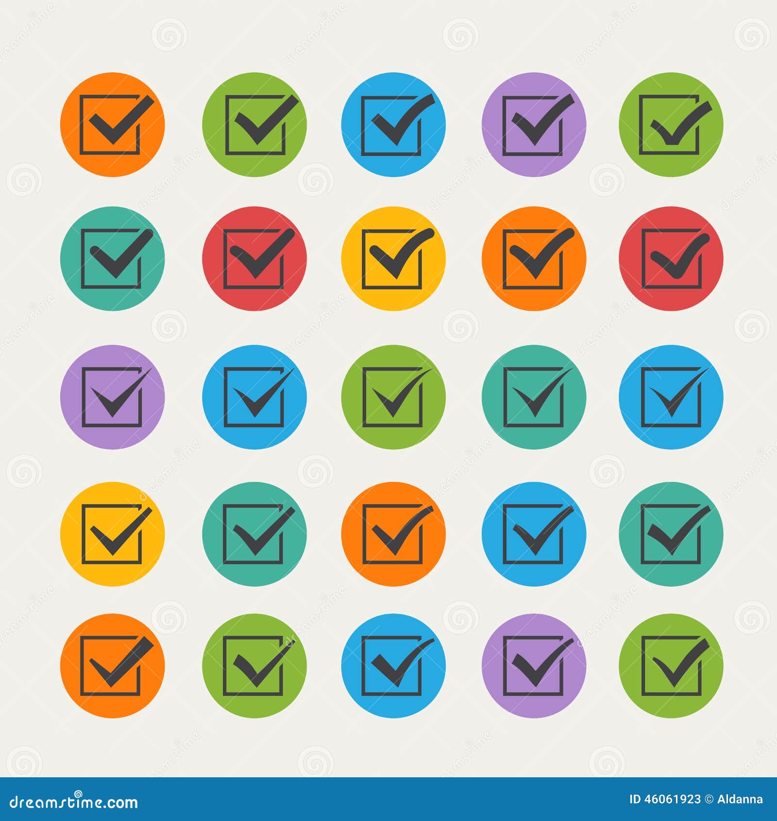 Set of Twenty-five Different Black Vector Ticks or Stock Vector ...