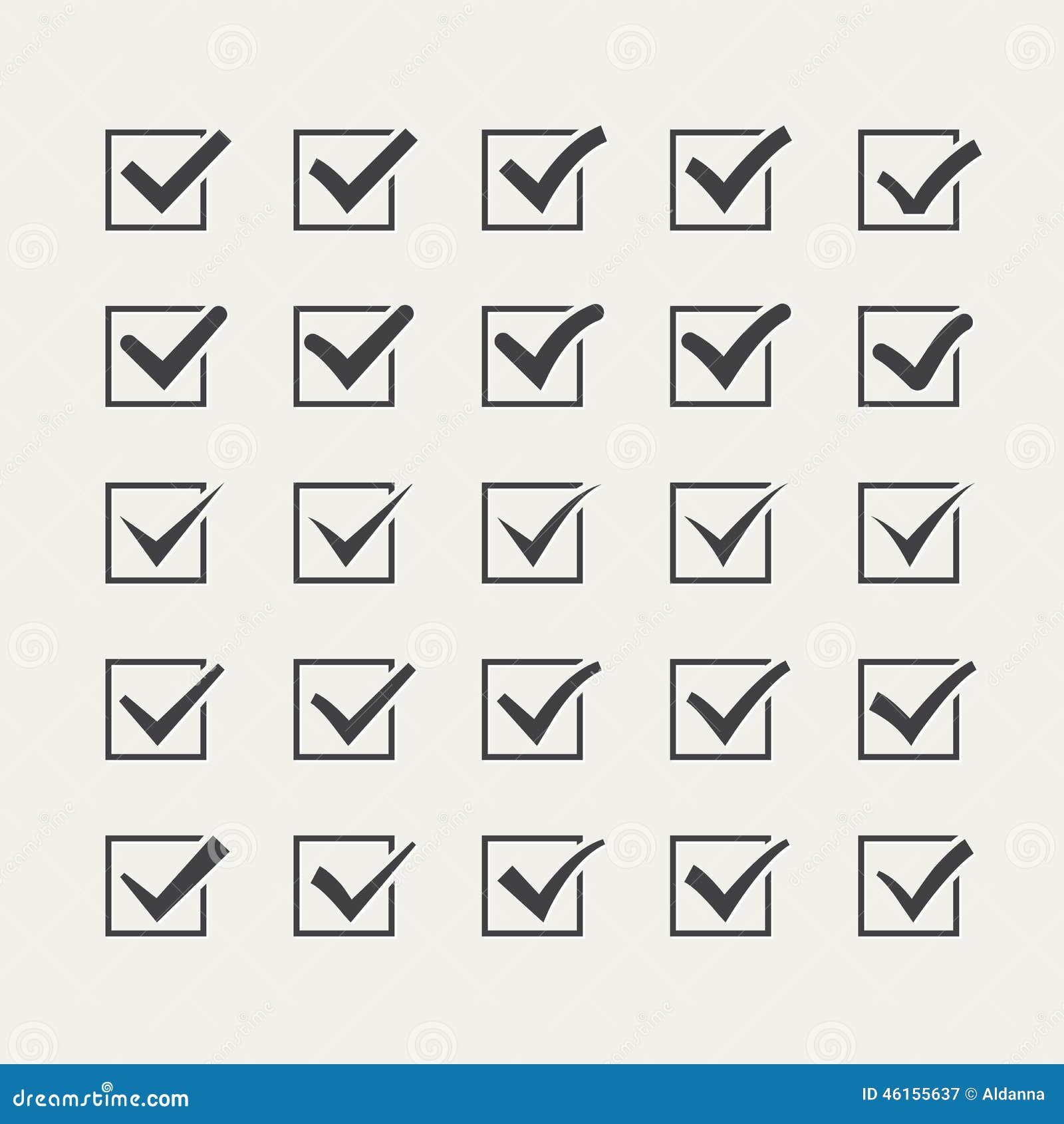 Set of Twenty-five Different Grey Vector Ticks or Stock Vector ... Set of Twenty-five Different Grey Vector Ticks or Stock Vector ...