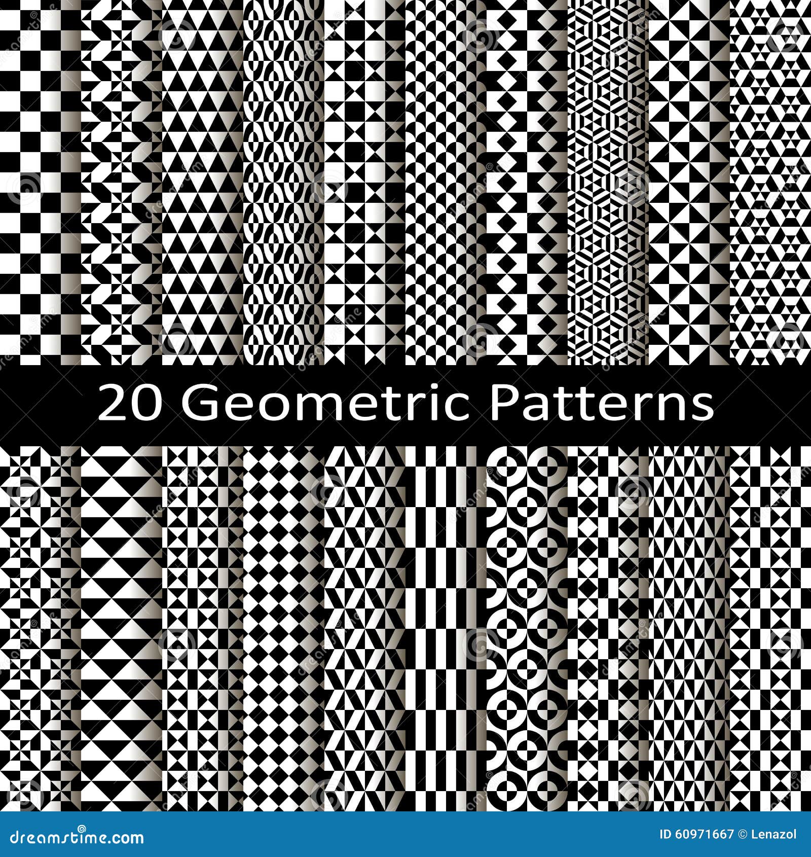 Set of Twenty Geometric Patterns Stock Vector - Illustration of ...