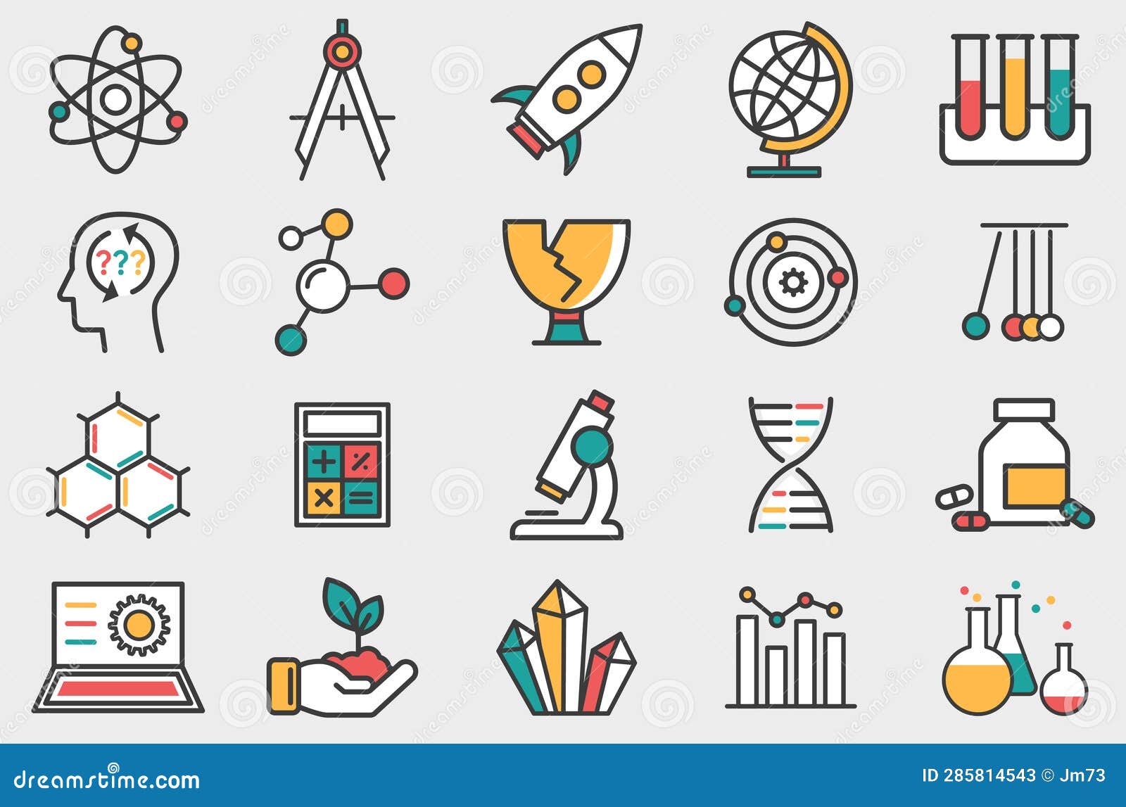 Set of Twenty Icons Symbolizing Different Scientific Sections Stock ...