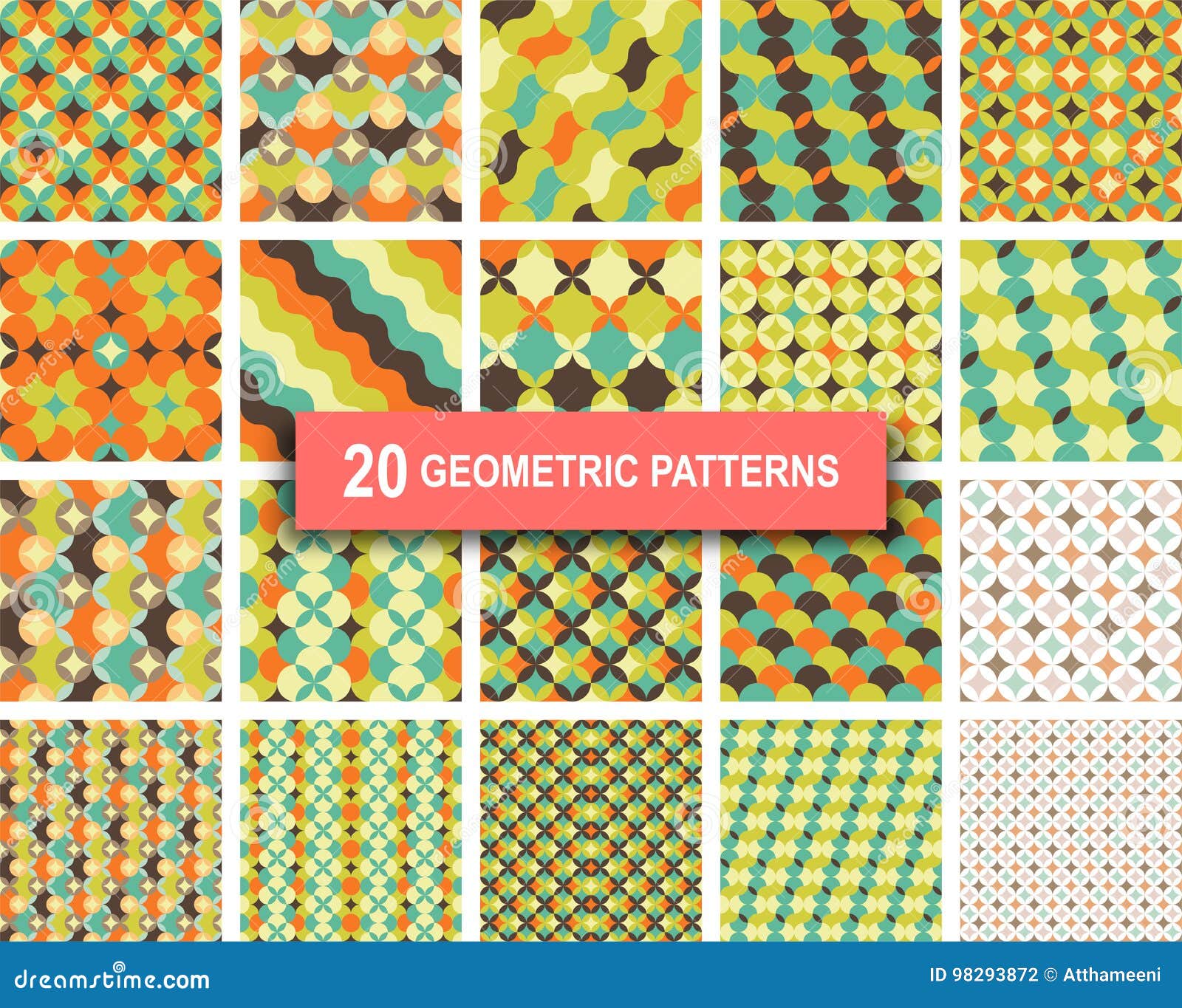 Set of Twenty Pastel Color Geometric Patterns Abstract Stock Vector ...