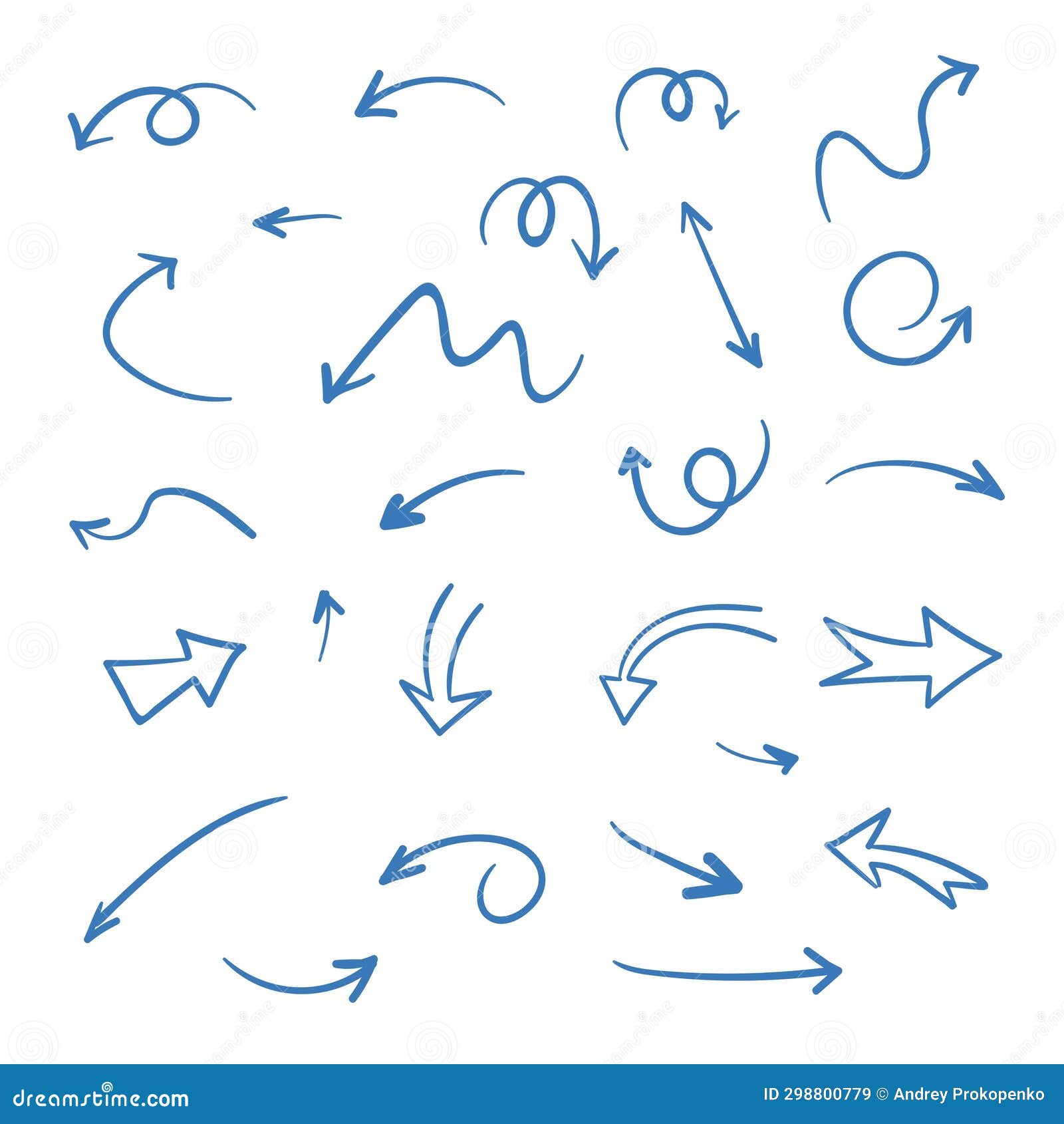 A Set of Twisted Hand-drawn Arrows Stock Illustration - Illustration of ...