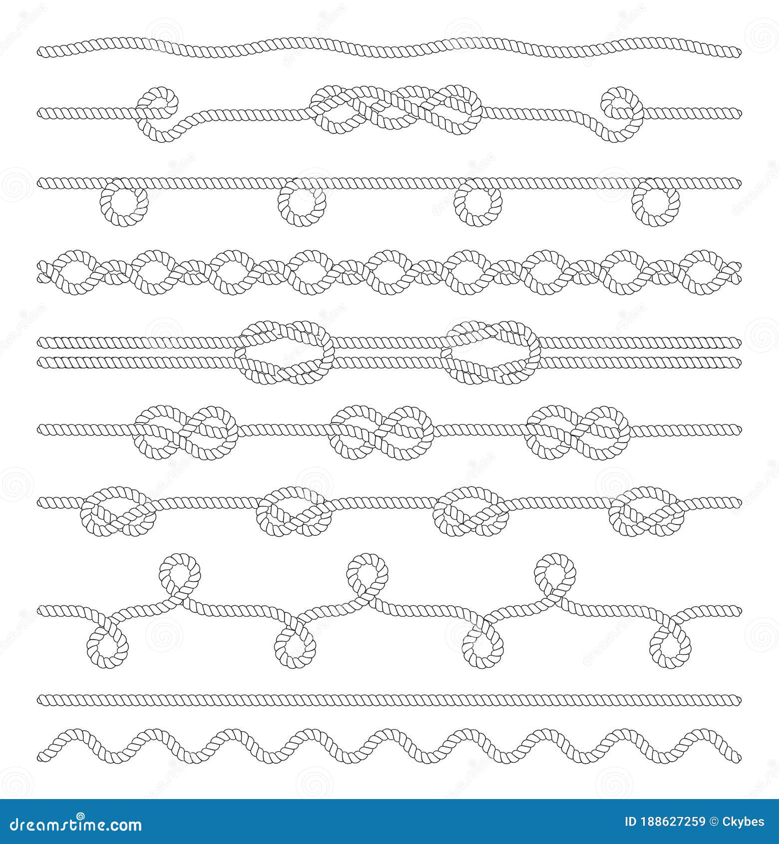 Set of Twisted Rope, Vector Stock Vector - Illustration of knitted ...