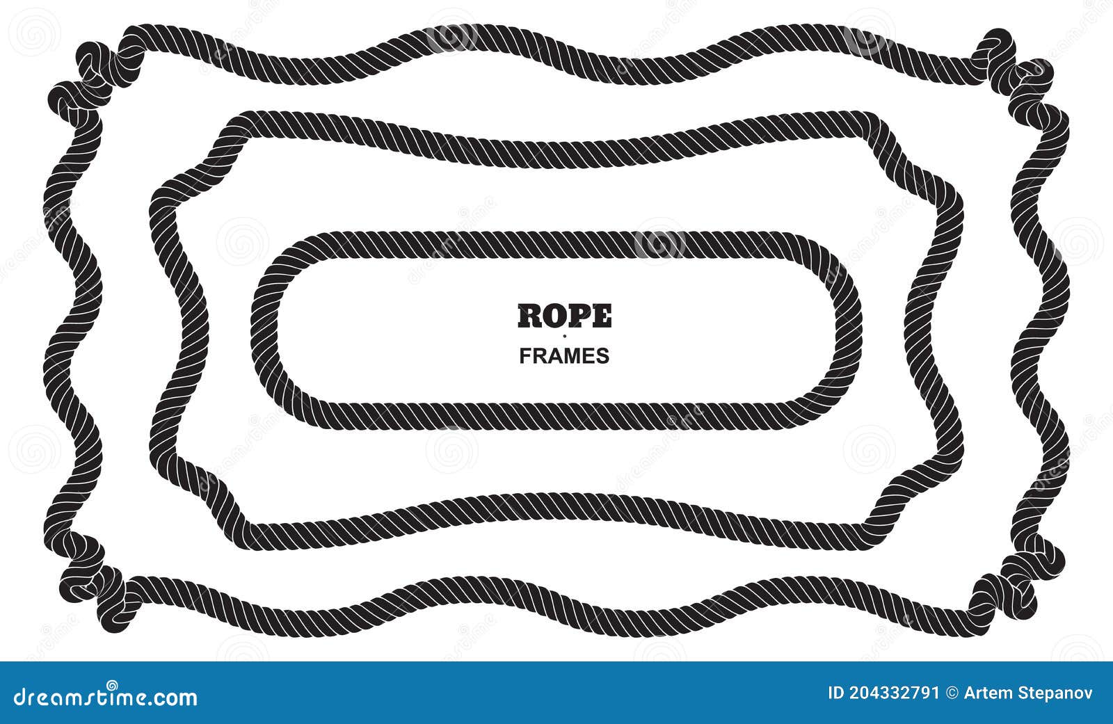 Set of Twisted Square Vector Rope Borders or Cordage Frames Stock ...