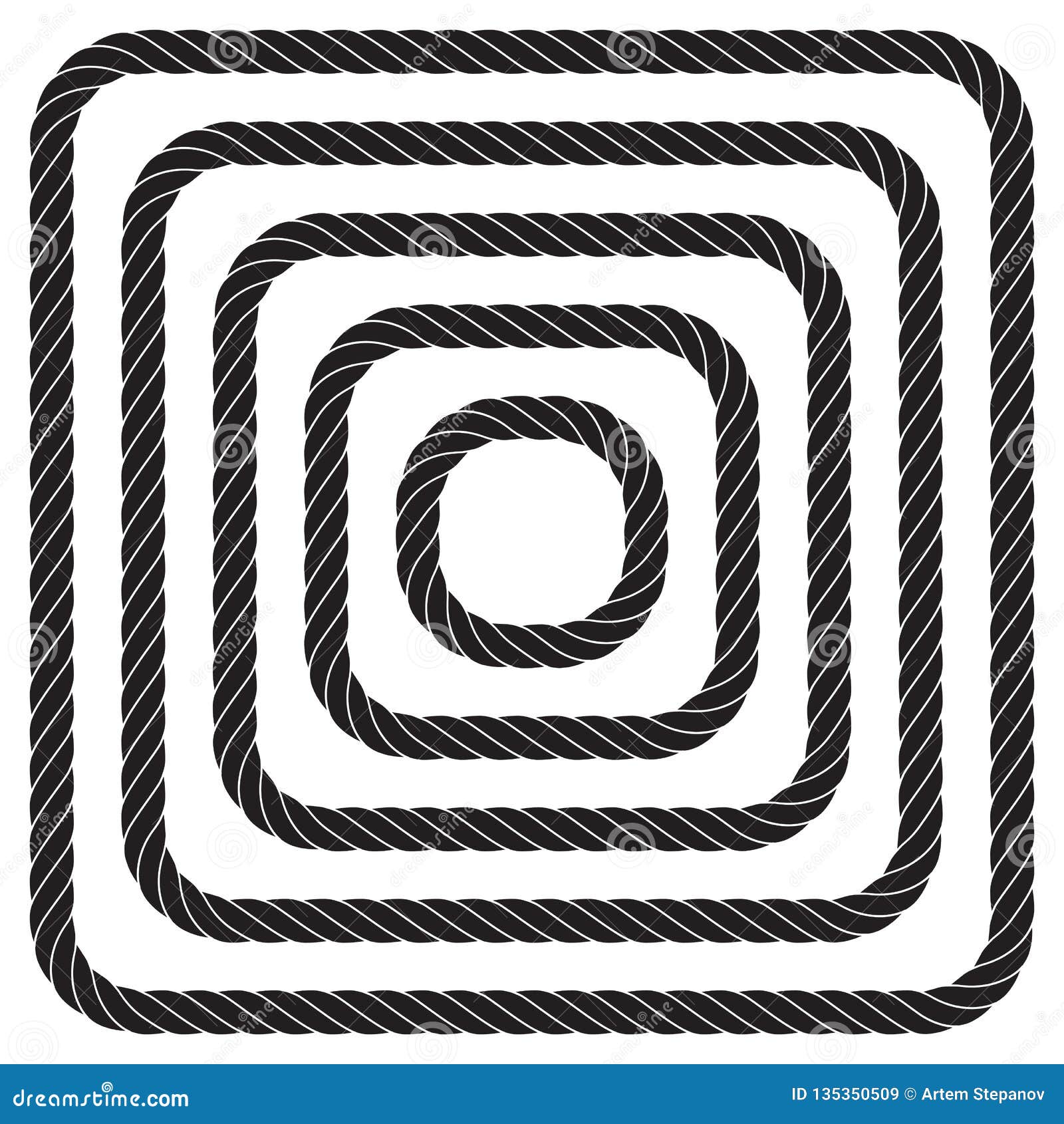 Set of Twisted Square Vector Rope Borders or Cordage Frames Stock ...