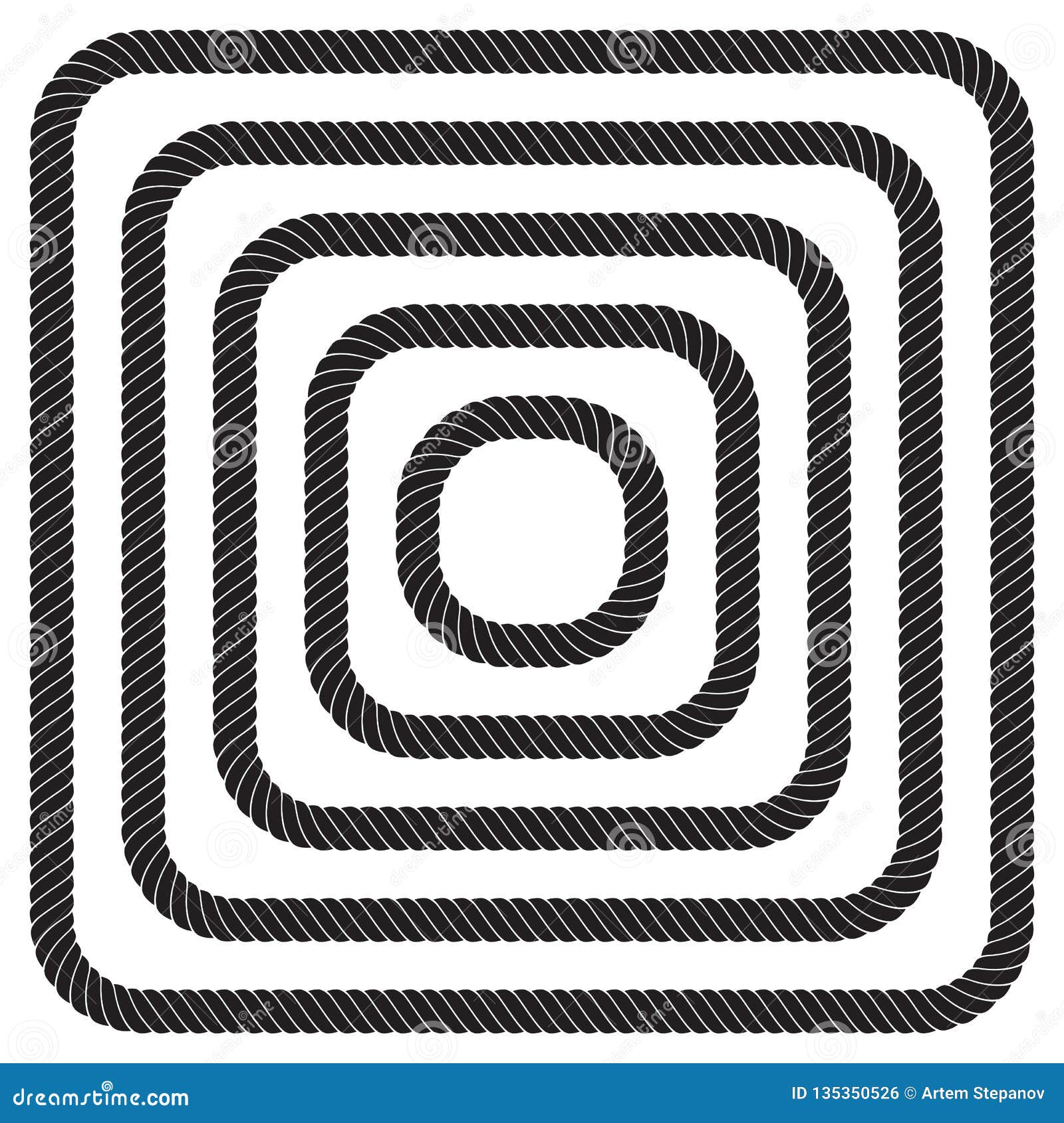 Set Of Twisted Square Vector Rope Borders Or Cordage Frames ...