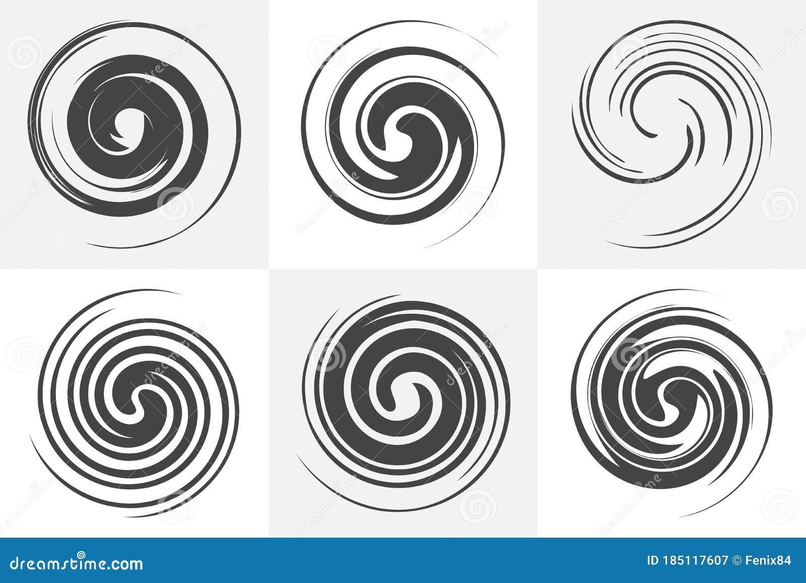 Set of Twisted and Swirl Motion Elements. Liquid Circular Vector ...