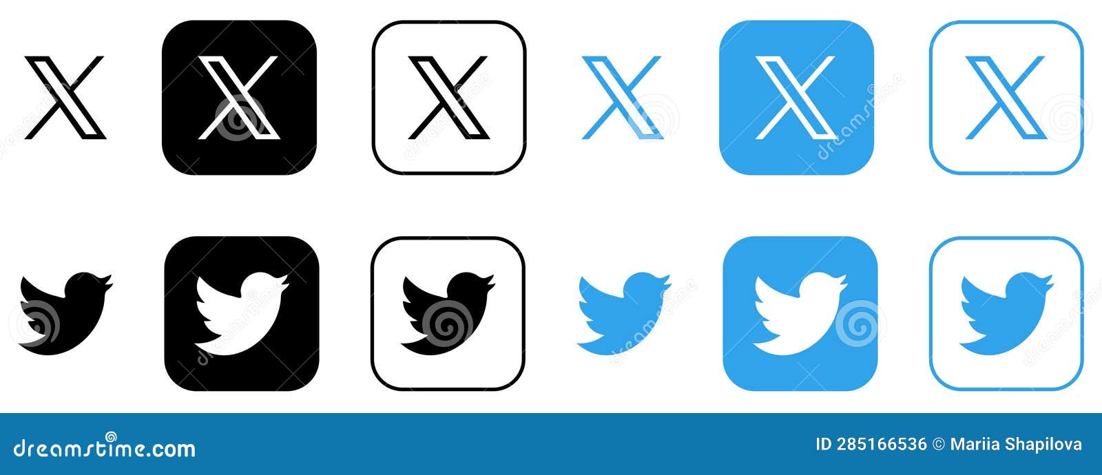 Set of Twitter Old and New Logos Editorial Photo - Illustration of ...