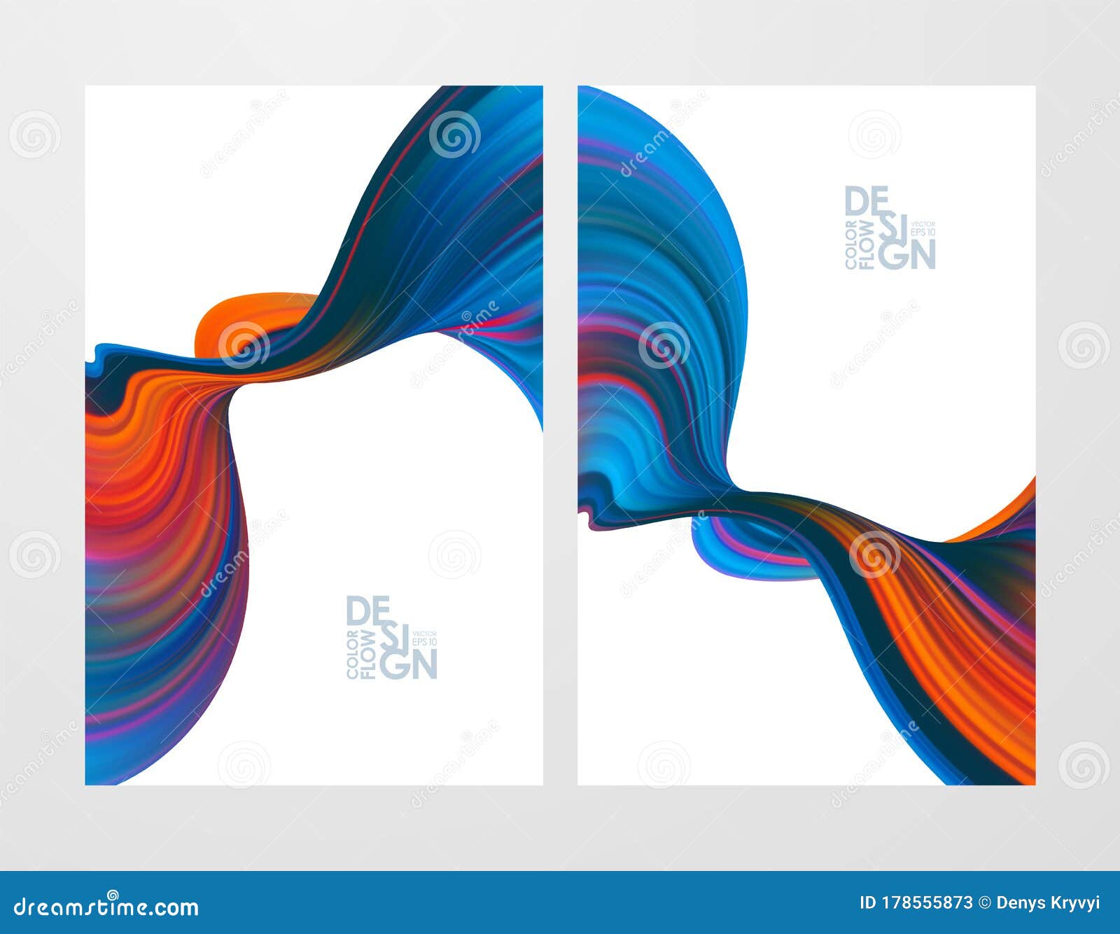 Set of Two Abstract Colorful Flow Poster Backgrounds. Modern Design ...