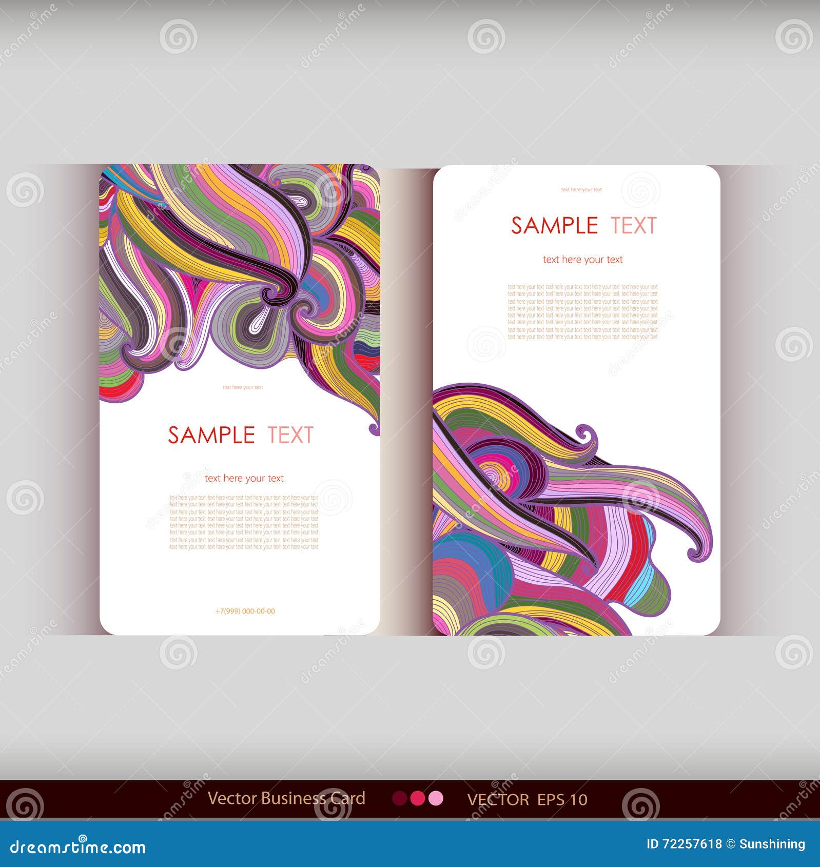 Set of Two Abstract Colorful Hand-drawn Waves Cards Stock Vector ...