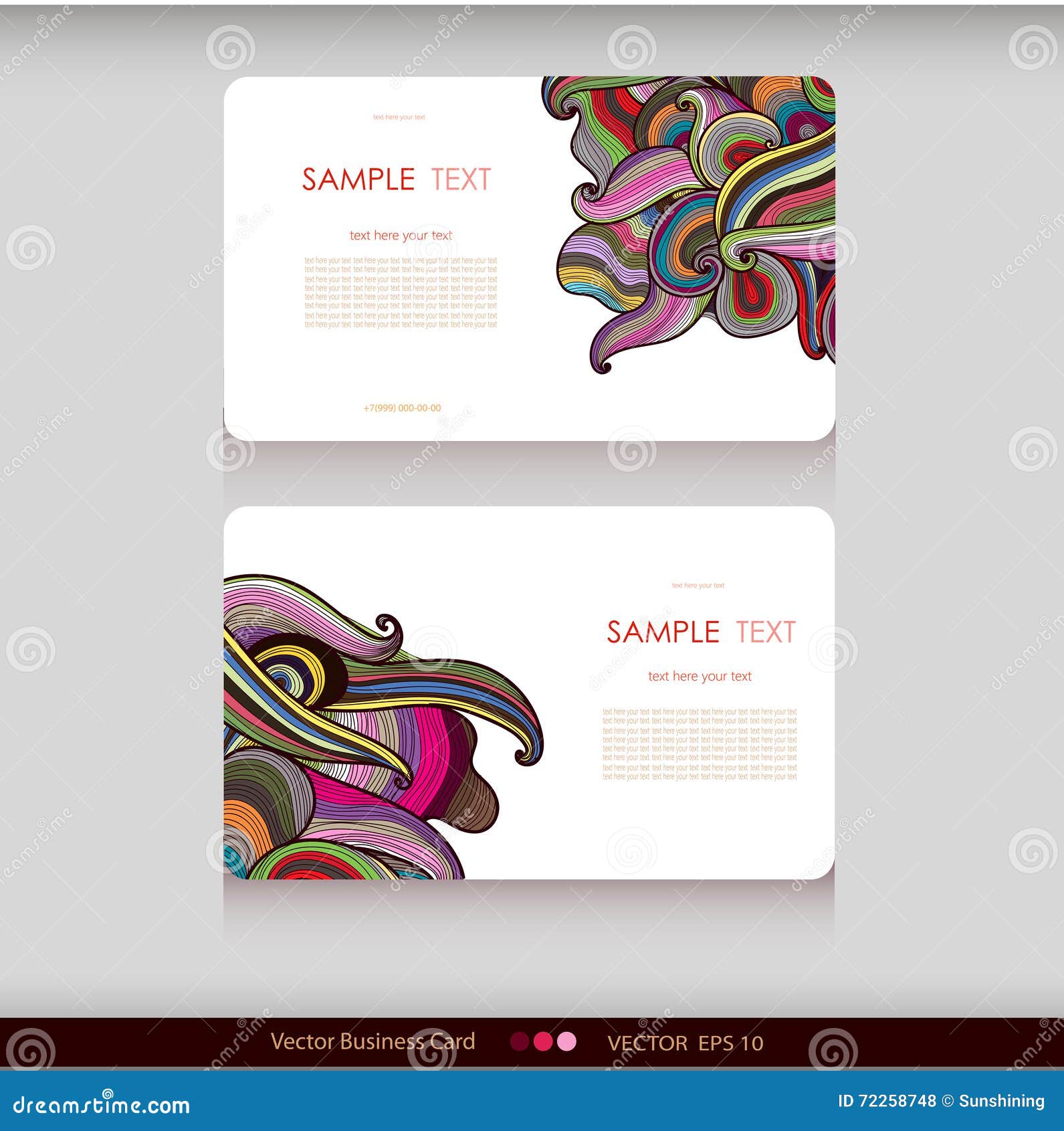 Set of Two Abstract Colorful Hand-drawn Waves Cards. Stock Vector ...