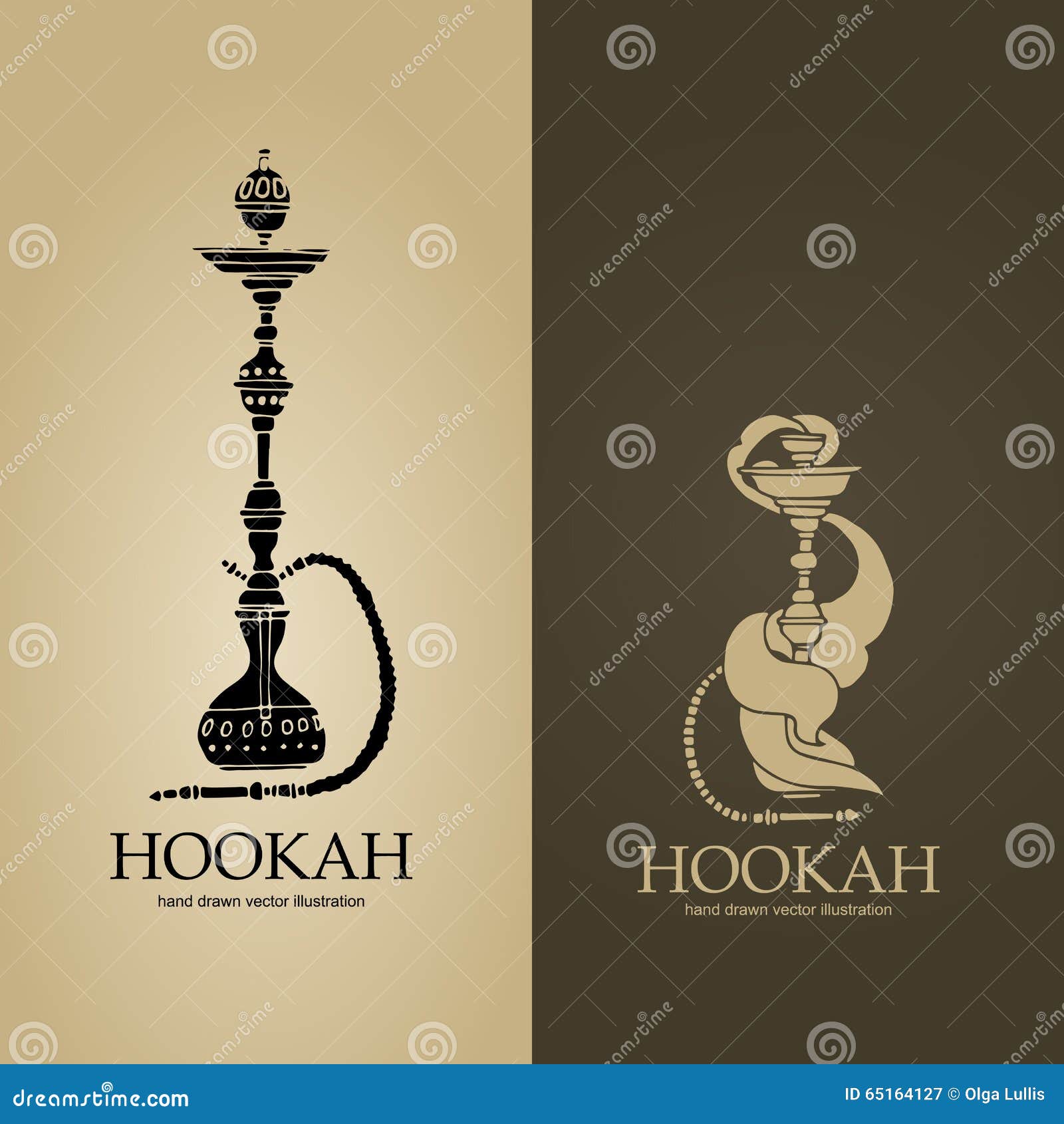 Set of Two Beige and Brown Hookah Logos Stock Vector - Illustration of ...