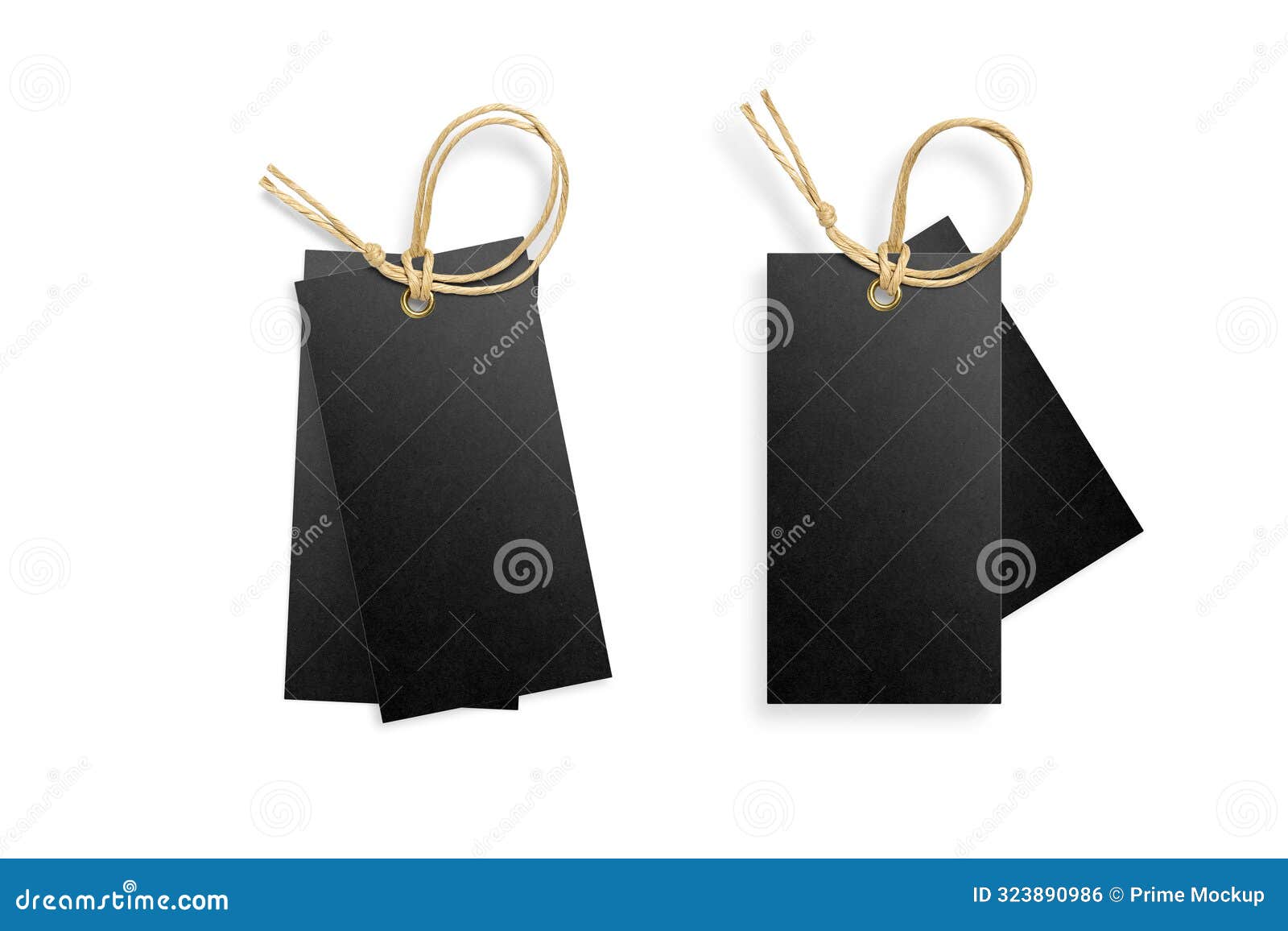 Set of Two Black Paper Hang Tags, Price Tags or Cloth Labels with ...